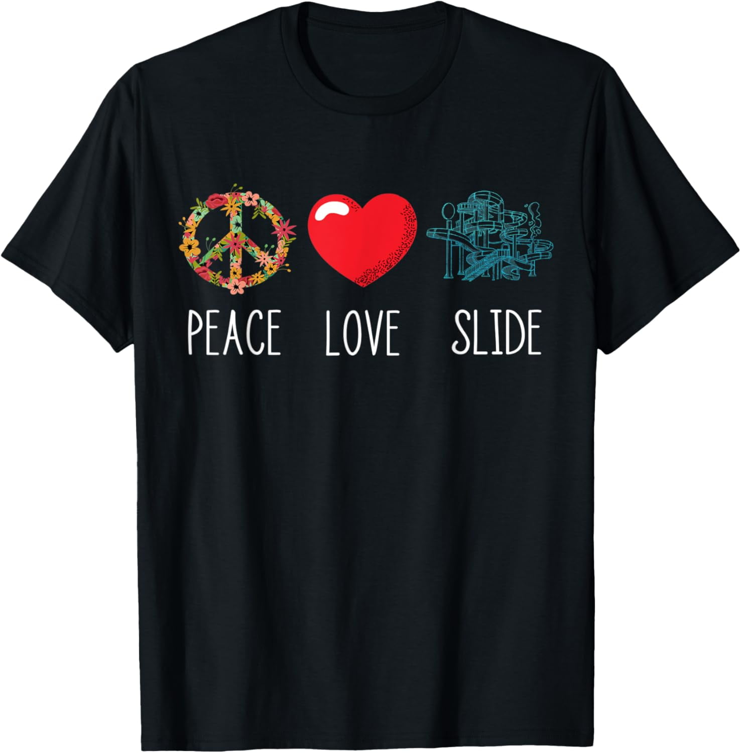 Water Slide Love Peace Slide Heart Love Aqua Park Swimmer T-Shirt men ...