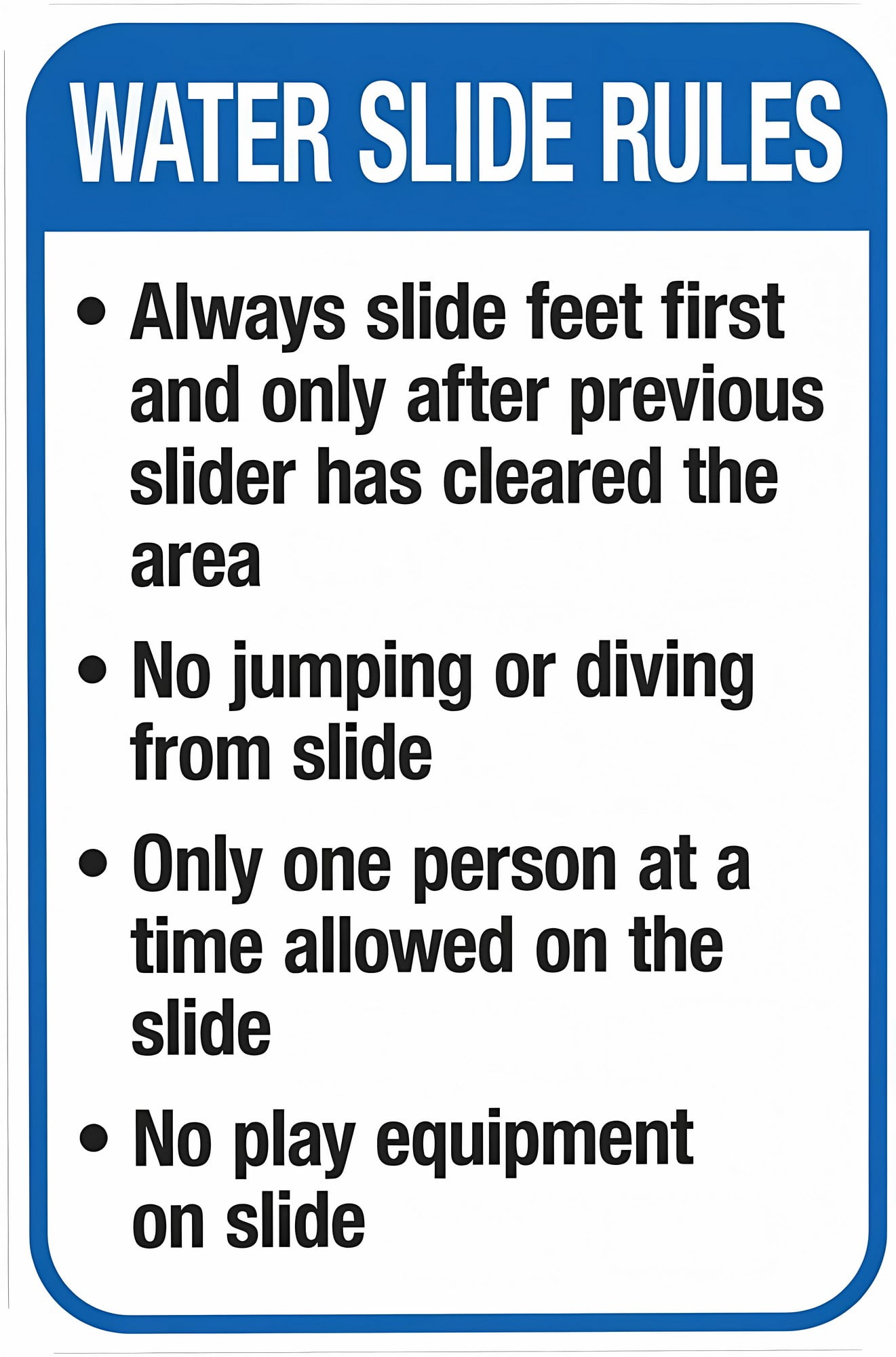 Water Slide Rules Sign - 8"x12", Complies With State Pool Code ...