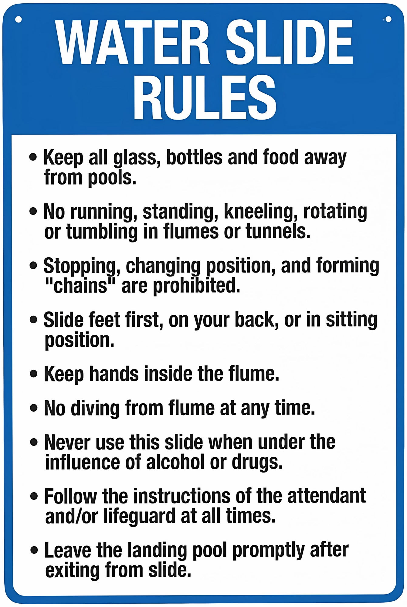 Water Slide Rules Sign - 8"x12" Retro Aluminum Pool Rule Tin Sign ...