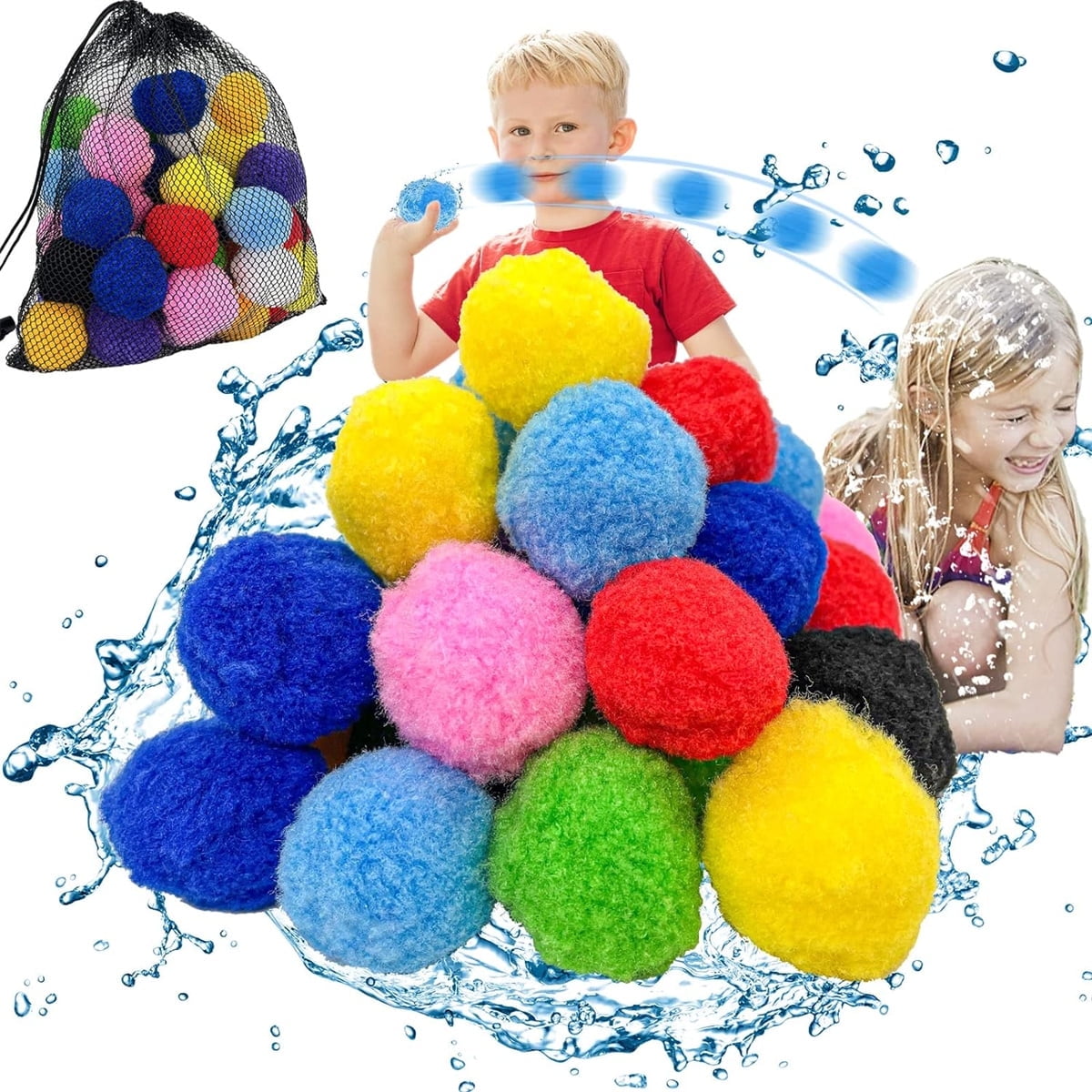 Water Soaker Balls, GIXUSIL Reusable Water Balloons for Outdoor Toys ...