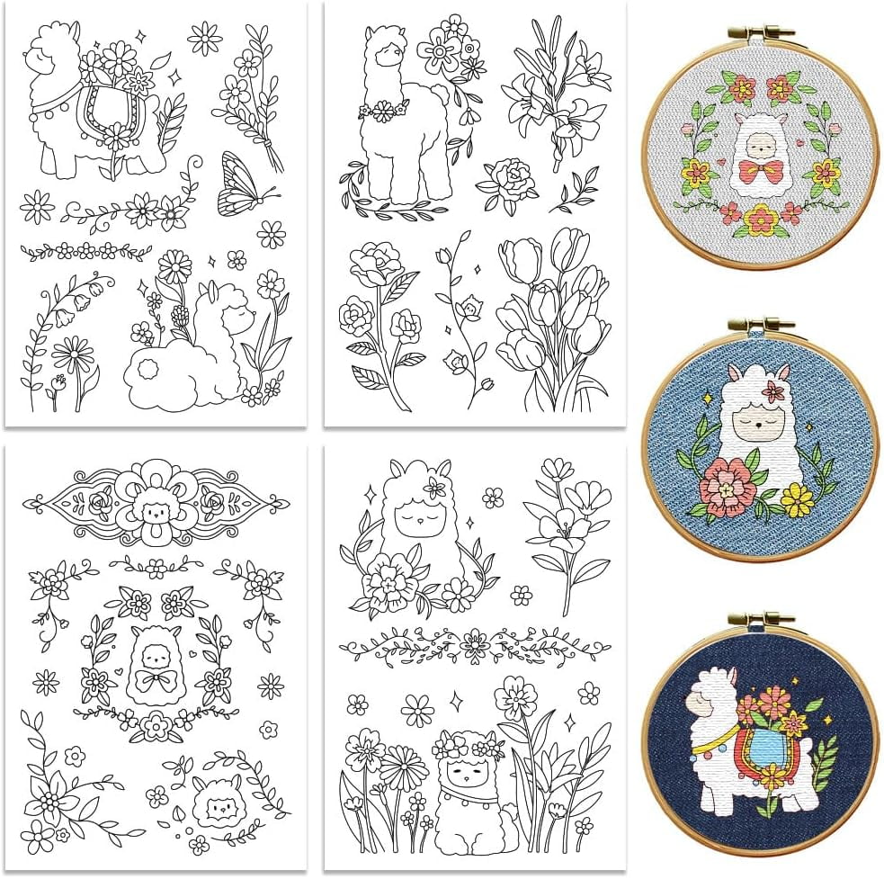Water Soluble Embroidery Patterns for Beginners 4 Sheets with 31 ...