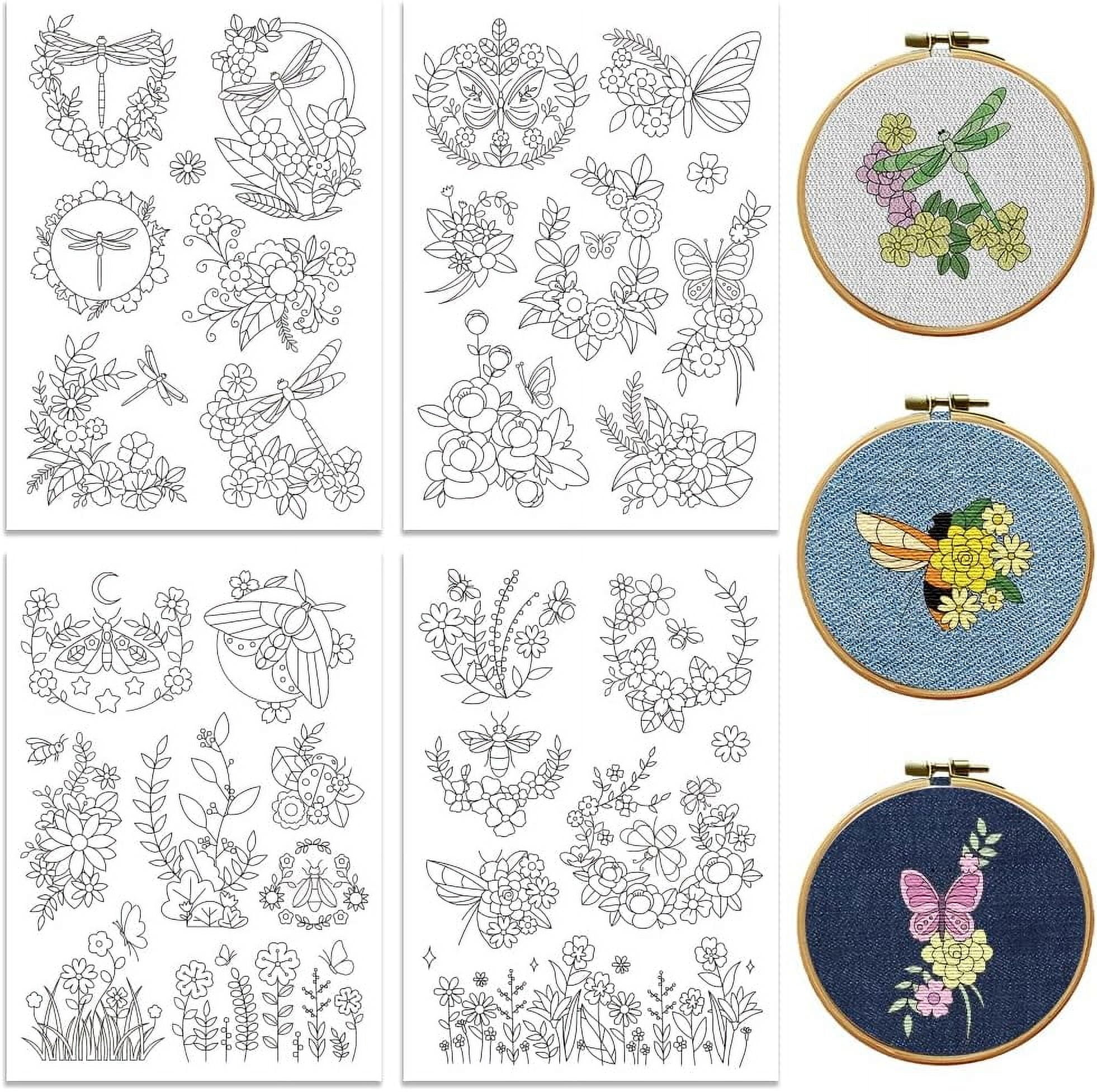Water Soluble Embroidery Patterns for Beginners 4 Sheets with 33pcs ...