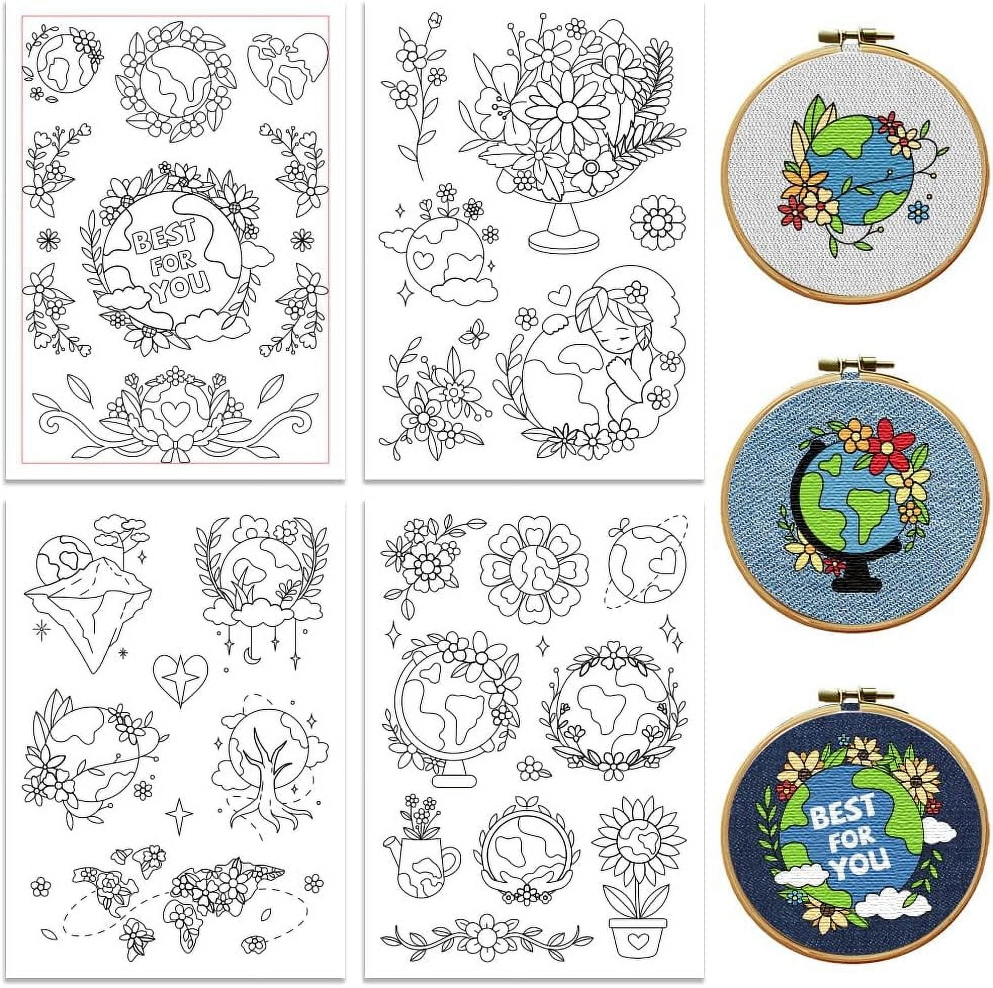 Water Soluble Embroidery Patterns for Beginners 4 Sheets with 35 ...