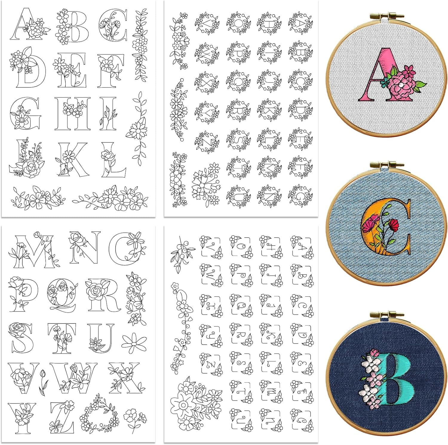 Water Soluble Embroidery Patterns for Beginners 4 Sheets with 94 ...