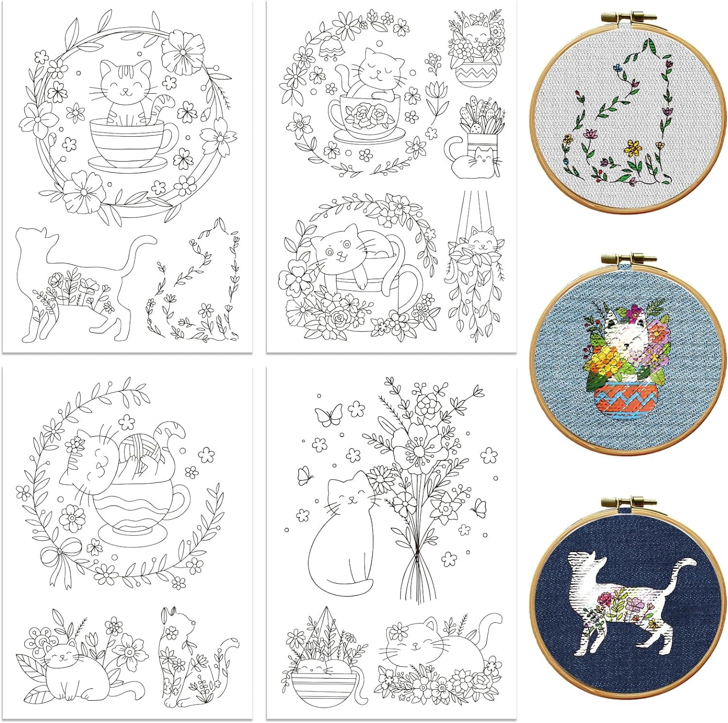 Water Soluble Embroidery Patterns for Beginners Flowers Teacup Cat 4 ...