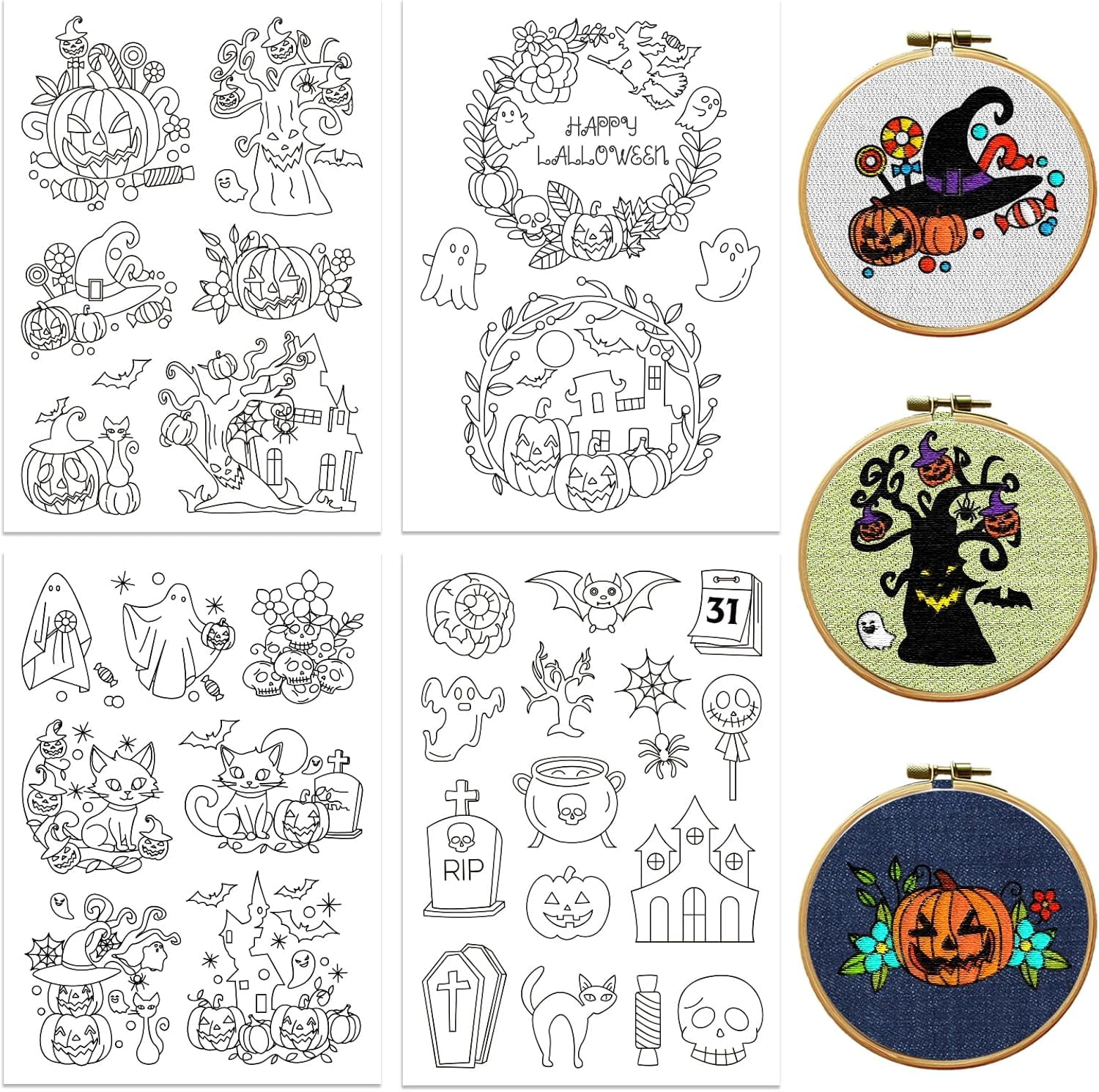 Water Soluble Embroidery Patterns for Beginners Halloween Trees and ...