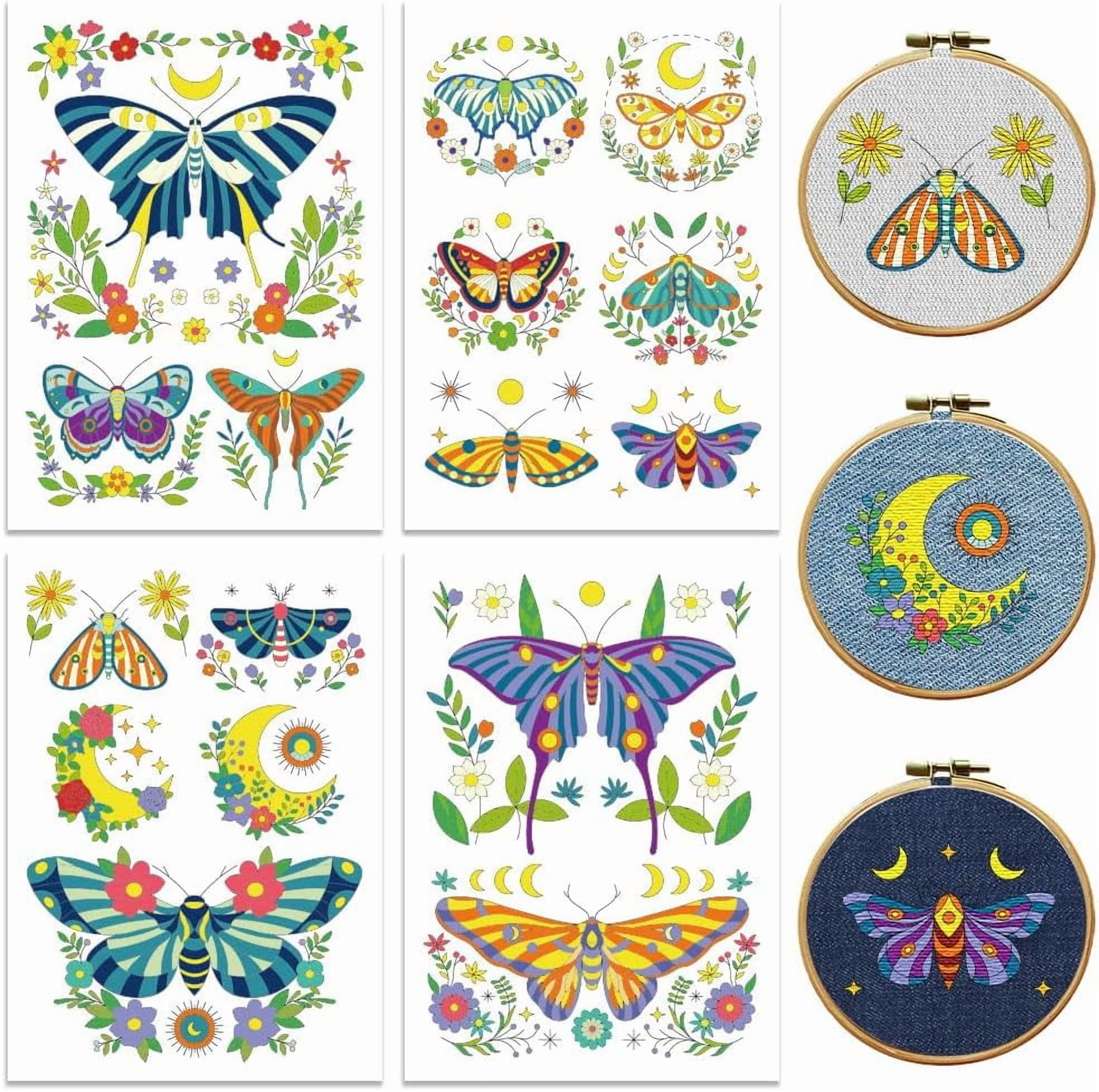 Water Soluble Embroidery Patterns with Color for Beginners Moth and ...