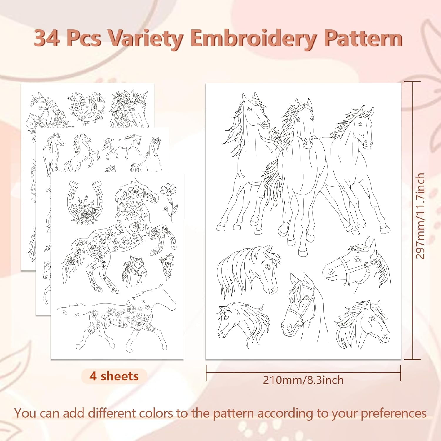 Water Soluble Embroidery Patterns for Beginners 4 Sheets with 34 ...