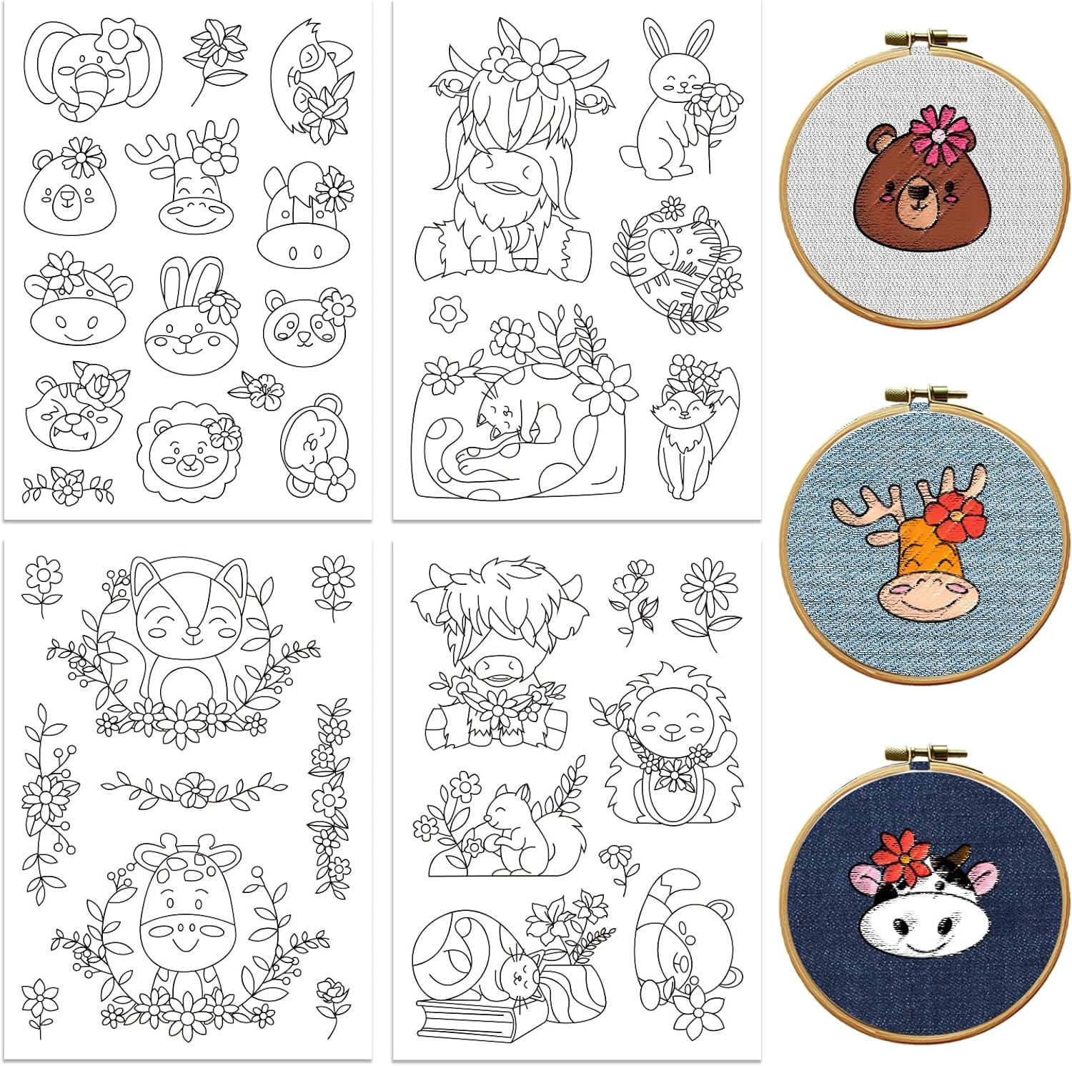 Water Soluble Embroidery Patterns for Beginners 4 Sheets with 37 ...