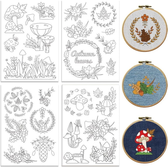 Water Soluble Embroidery Patterns forBeginners 4 Sheets with 33 ...