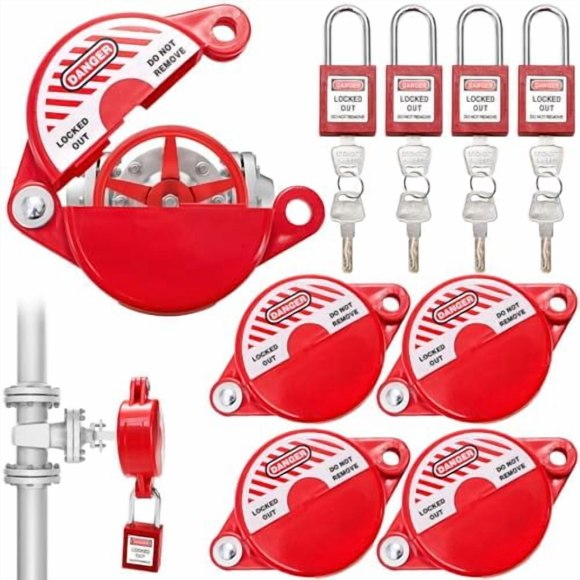 Water Spigot Lock Device and Safety Padlock, 4 Sets, Rotating Secure ...