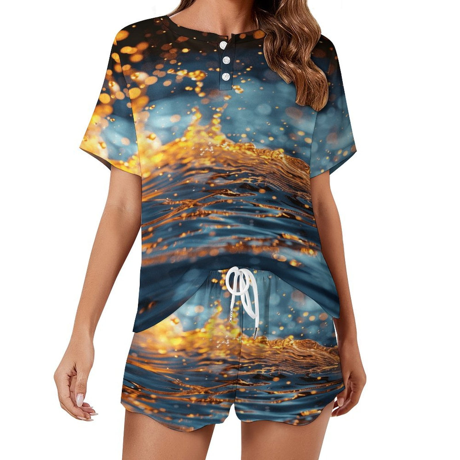 Water Splash Ripple 2 Pack Women’s Pajama Set Print Sleepwear And ...