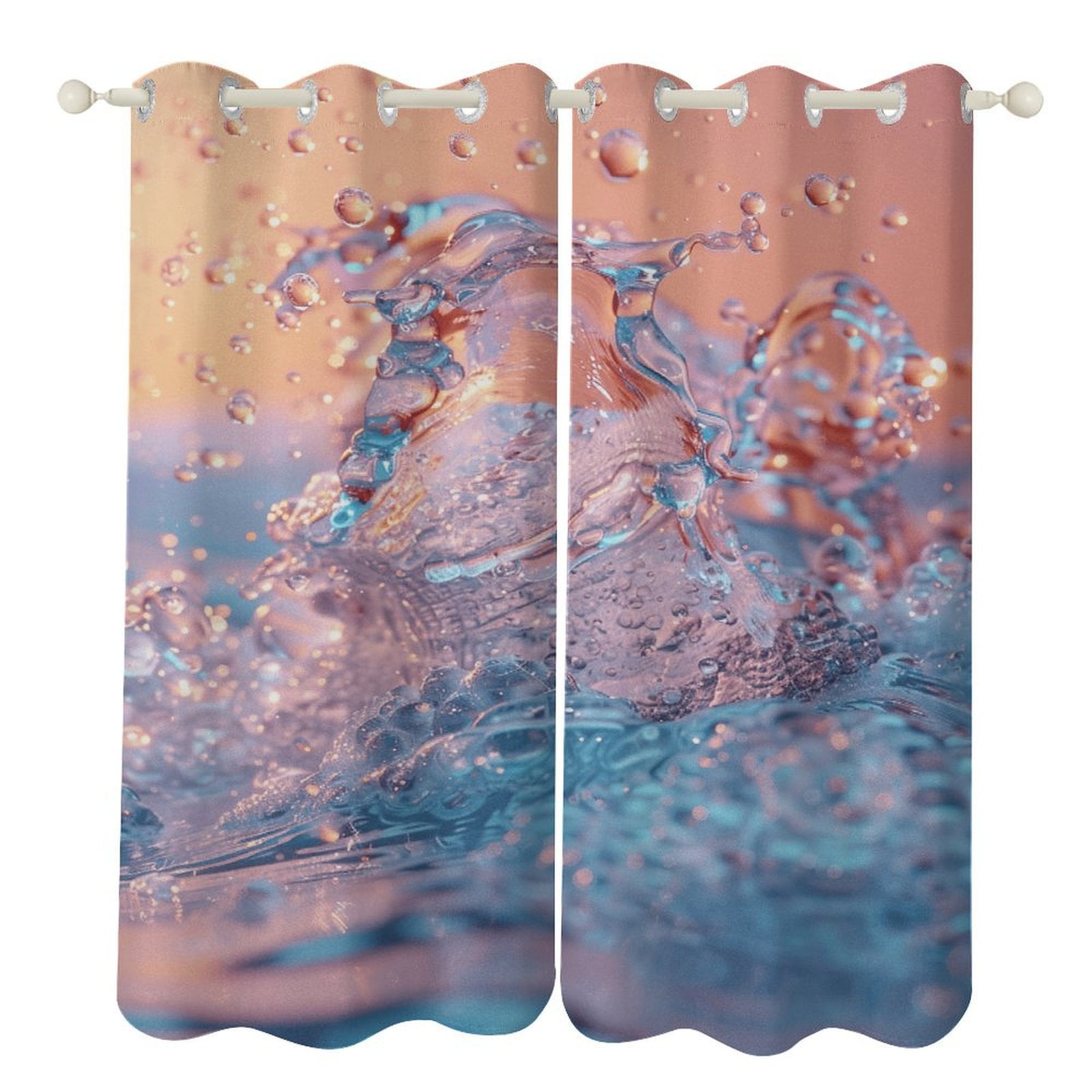 Water Splash Ripple 2 Panel Curtain Set, Watercolor Painting Window ...