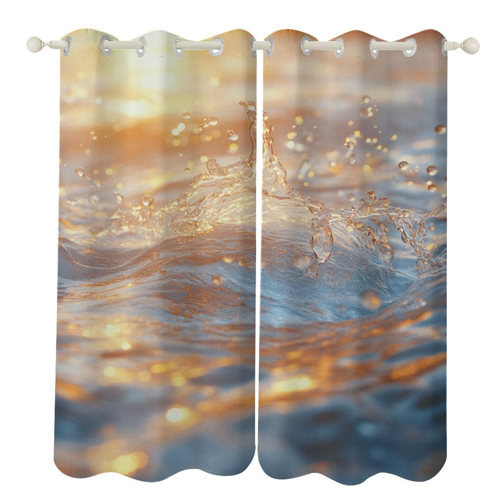 Water Splash Ripple 2 Panel Curtain Set, Watercolor Painting Window ...