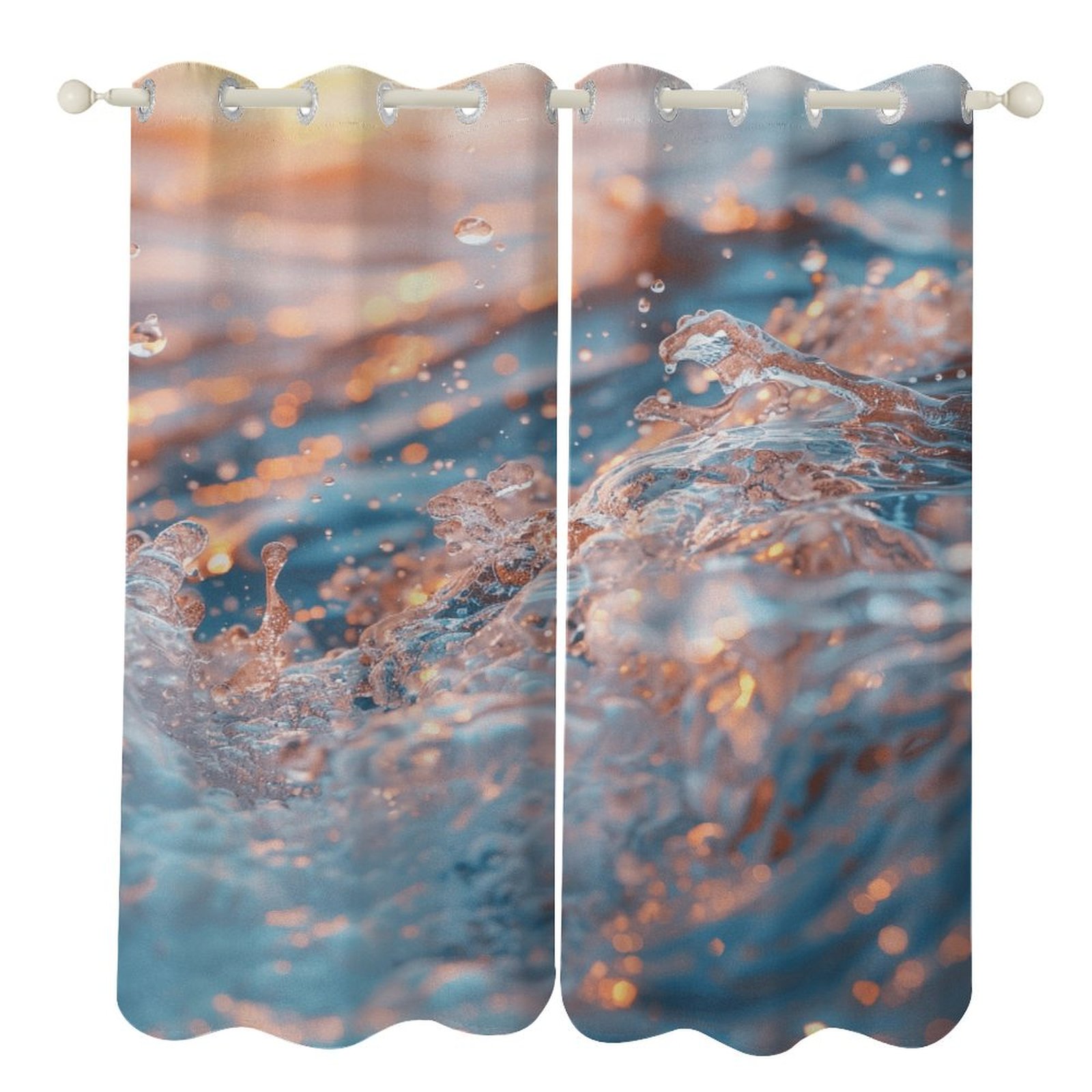 Water Splash Ripple 2 Panel Curtain Set, Watercolor Painting Window ...