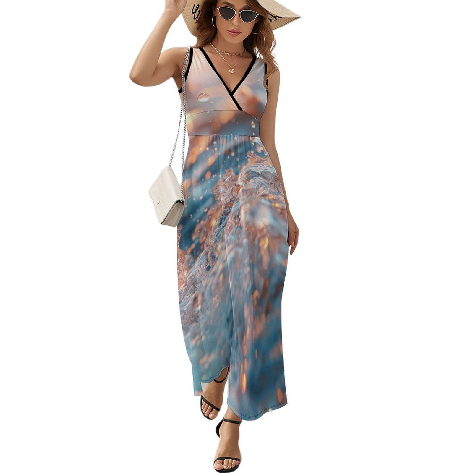 Water Splash Ripple Art Sleeveless Dress Women's Summer Suit Dresses ...