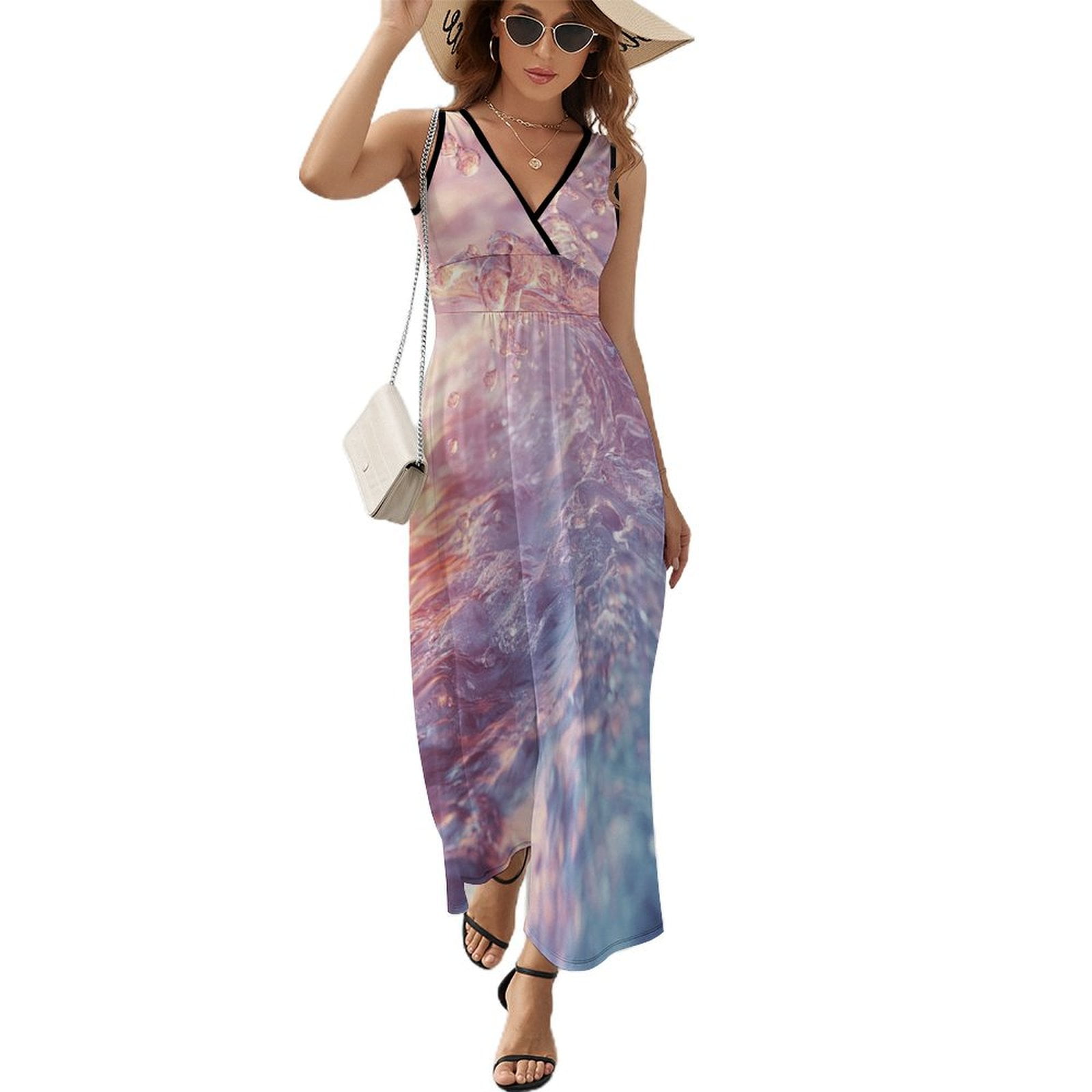 Water Splash Ripple Art Sleeveless Dress Women's Summer Suit Dresses ...