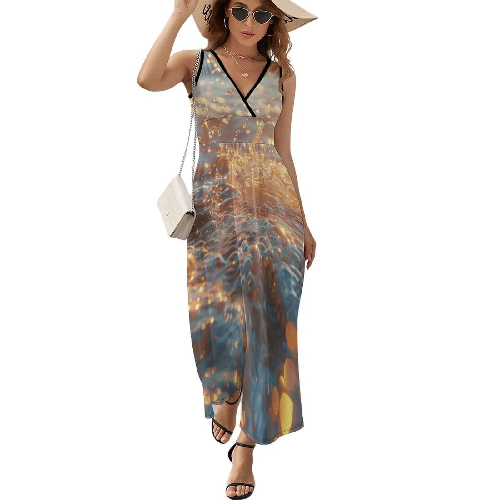 Water Splash Ripple Art Sleeveless Dress Women's Summer Suit Dresses ...
