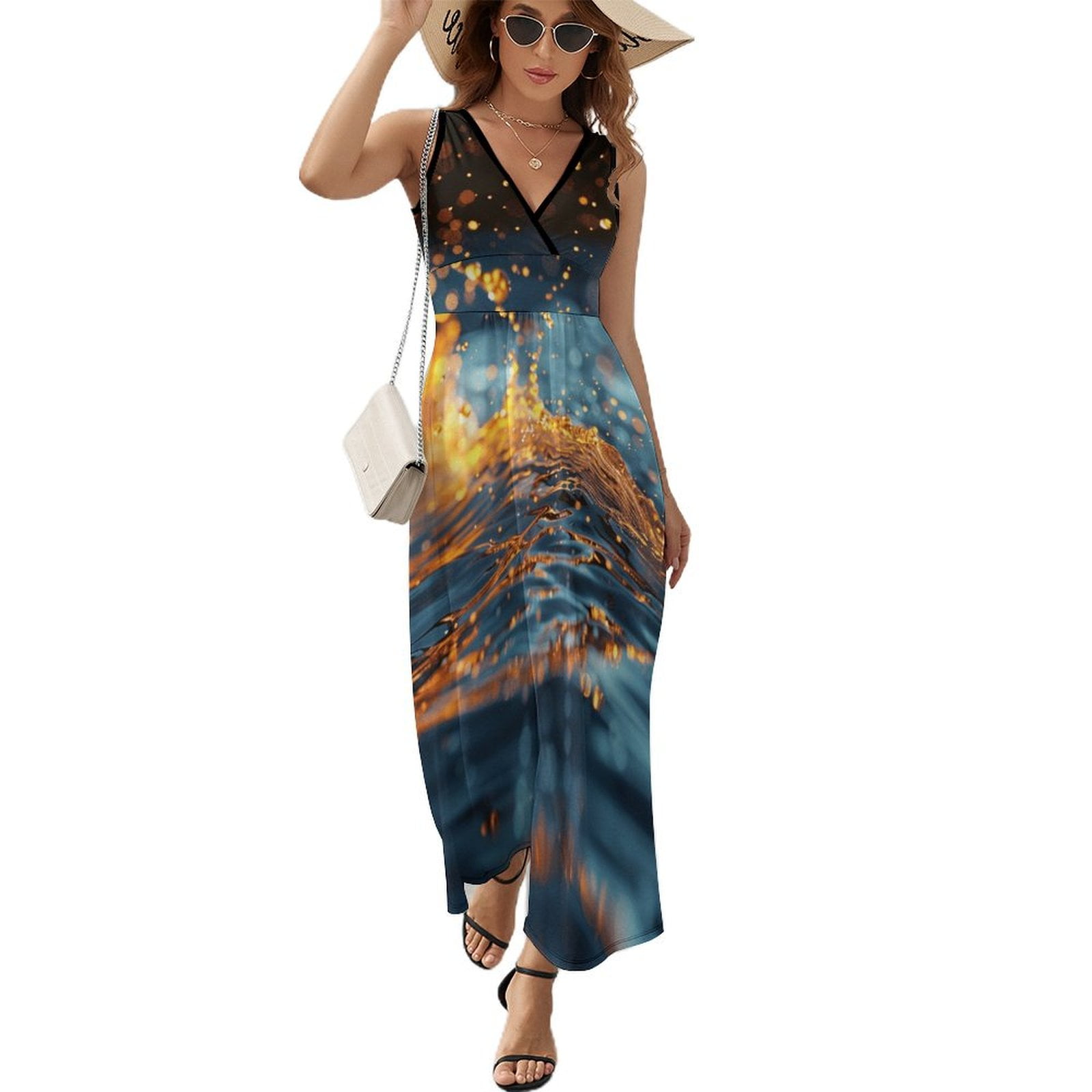 Water Splash Ripple Art Sleeveless Dress Women's Summer Suit Dresses ...