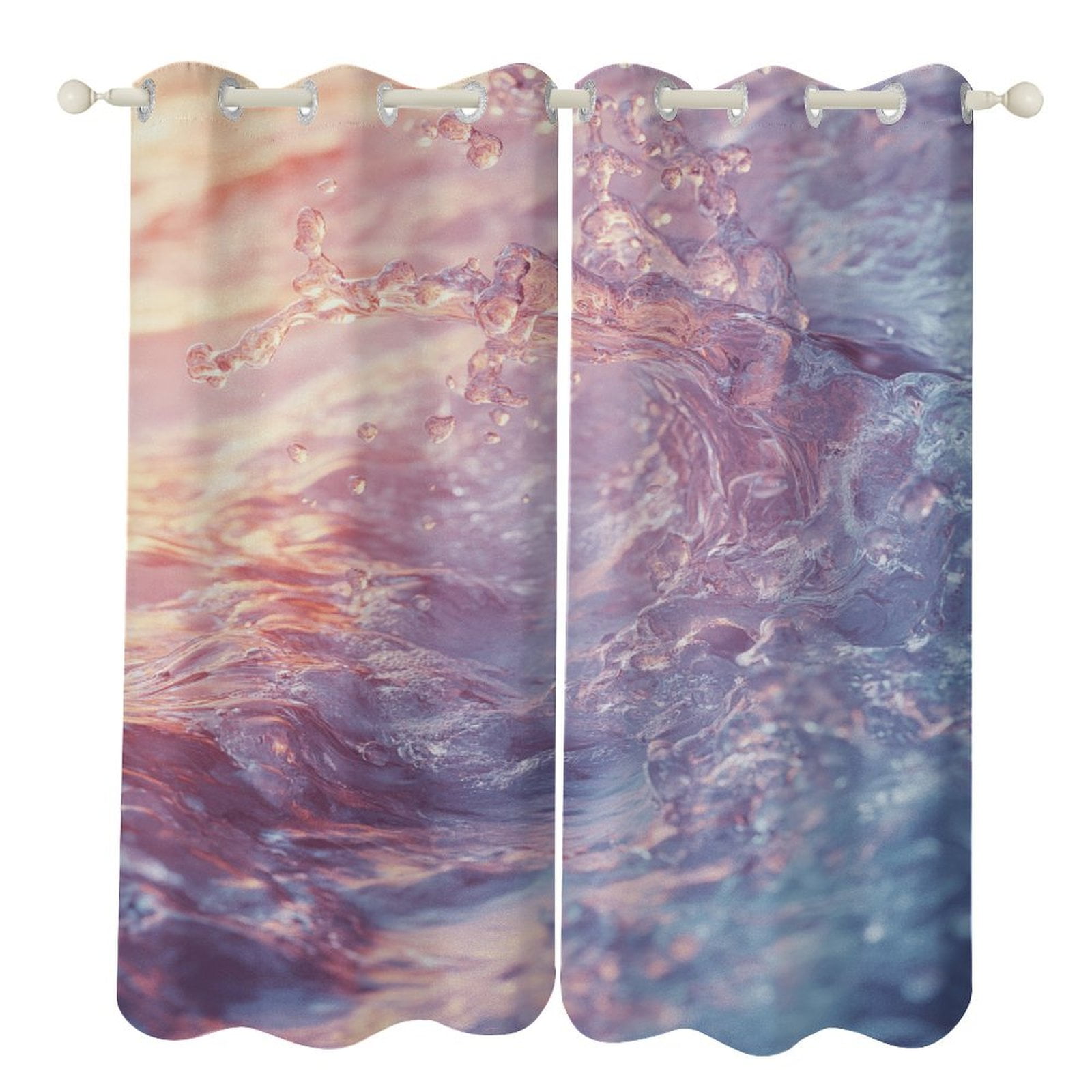 Water Splash Ripple Curtains Watercolor Theme Window Curtains Grommet ...