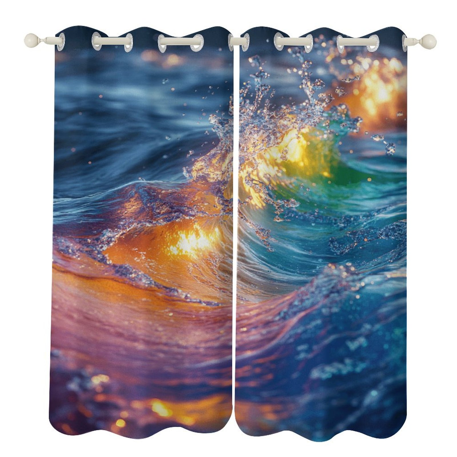 Water Splash Ripple Curtains Watercolor Theme Window Curtains Grommet ...