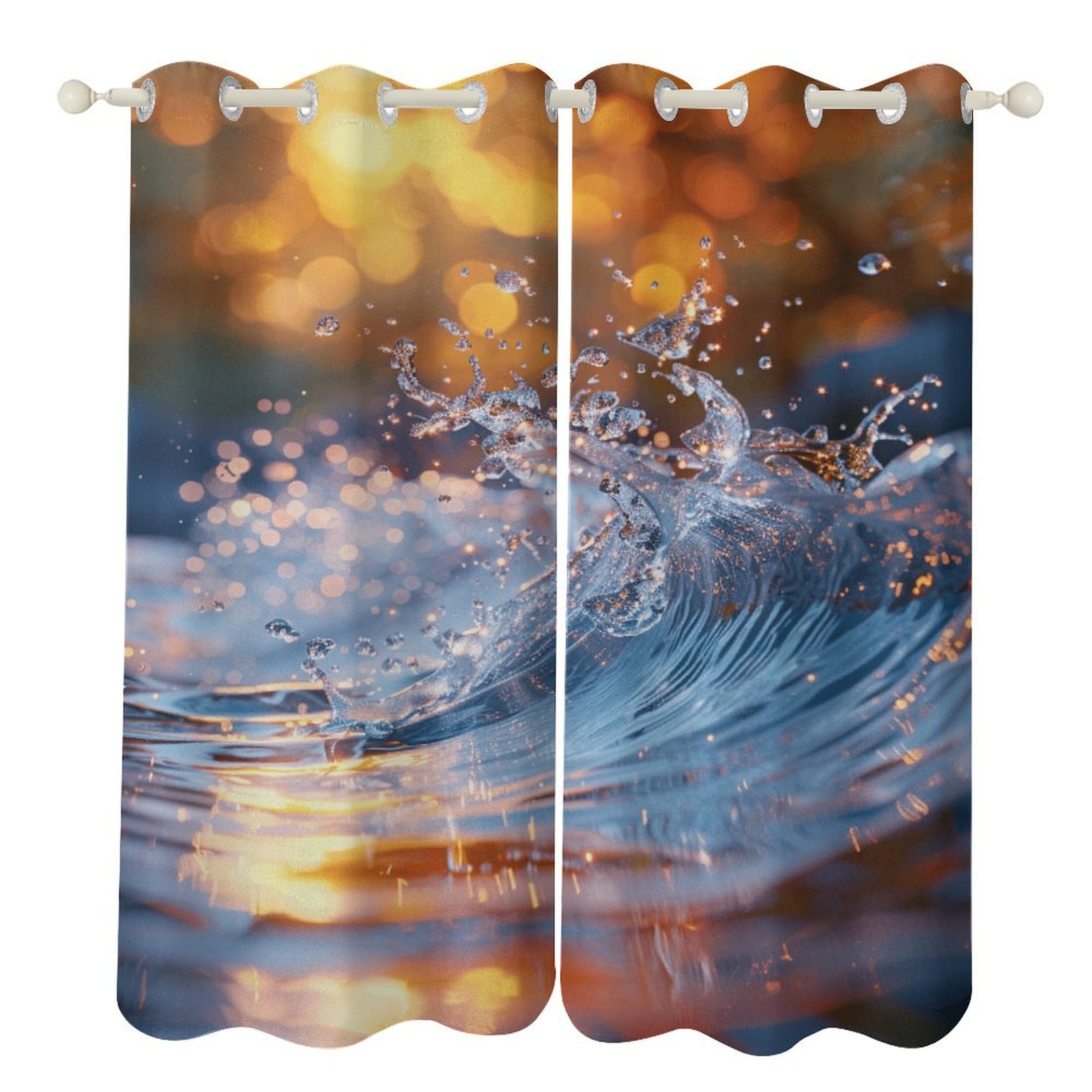 Water Splash Ripple Curtains Watercolor Theme Window Curtains Grommet ...