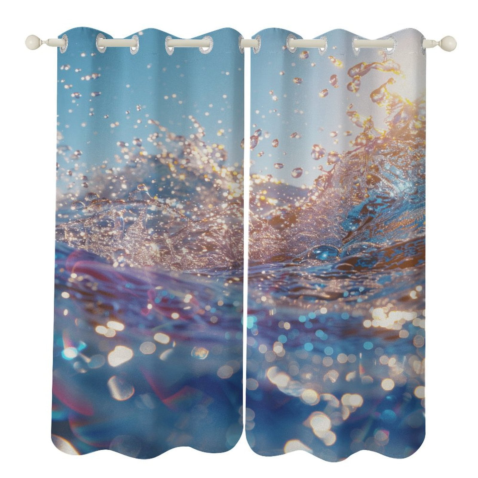 Water Splash Ripple Curtains Watercolor Theme Window Curtains Grommet ...