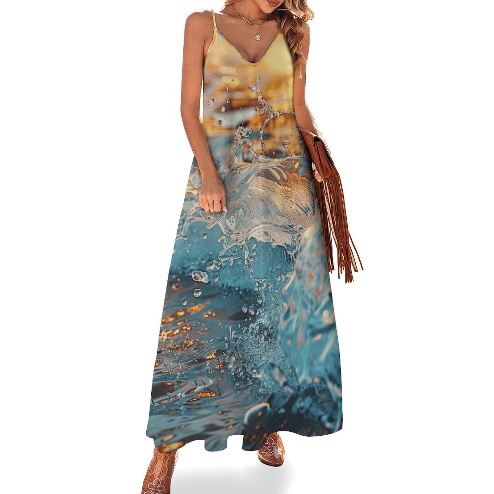 Water Splash Ripple Fine Art Sleeveless Dress Summer Dress Woman 2025 ...