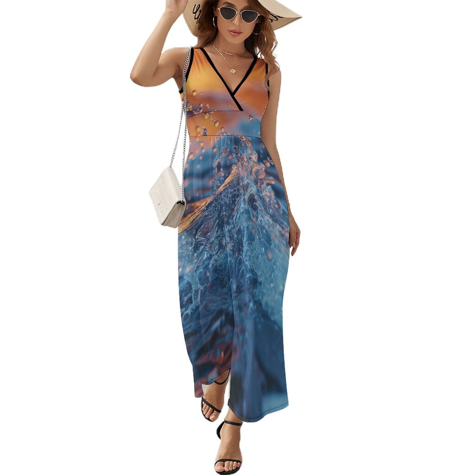 Water Splash Ripple King Size Sleeveless Dress Dresses Summer Women Dresses Clothing Woman ...