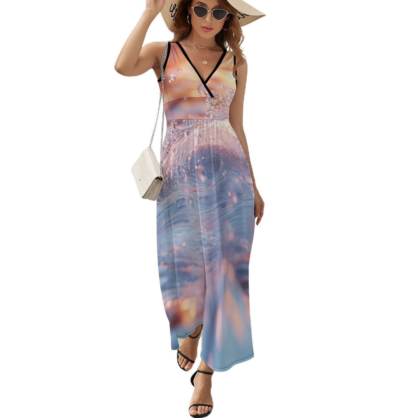 Water Splash Ripple Pattern Design Sleeveless Dress Summer Clothes for ...