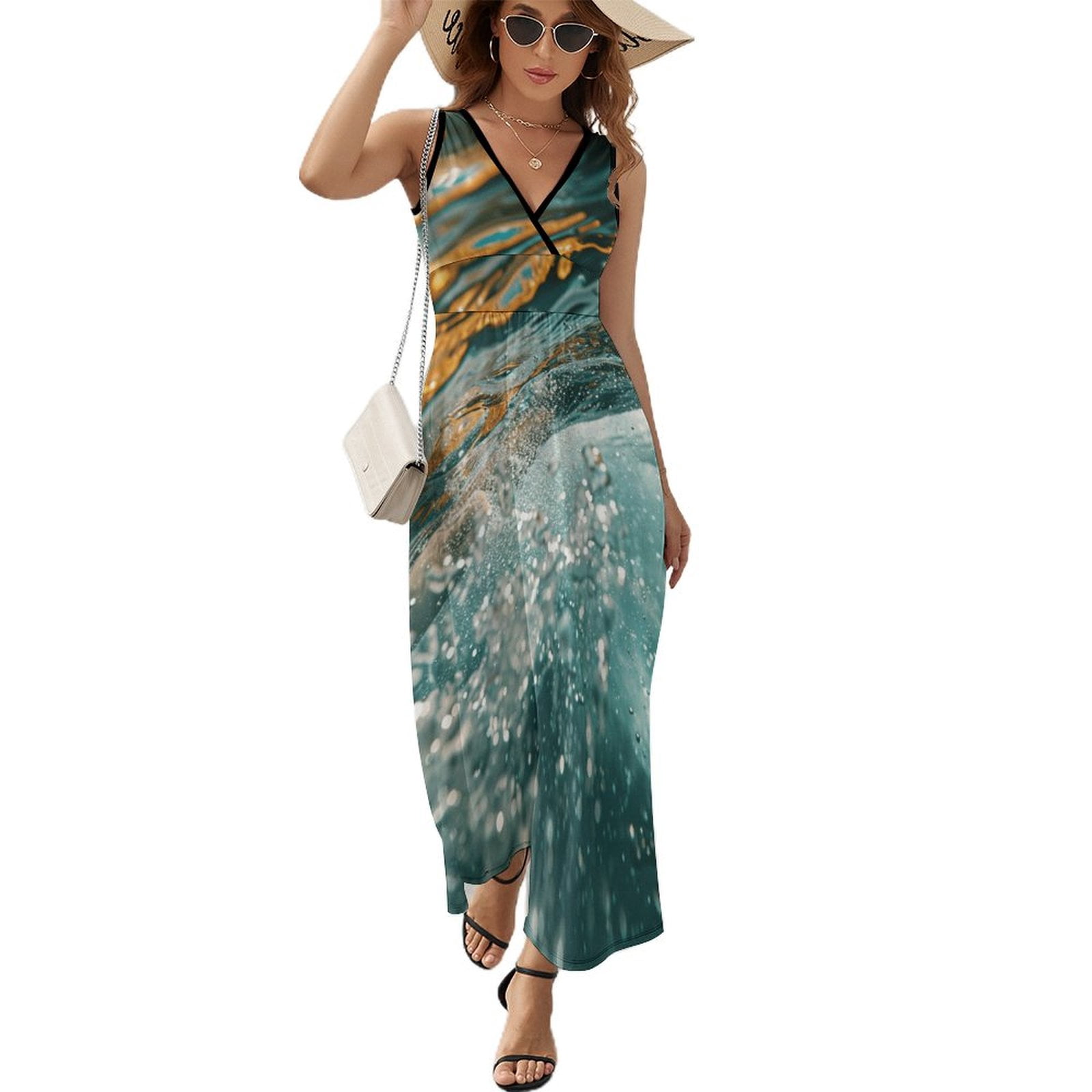 Water Splash Ripple Pattern Design Sleeveless Dress Summer Clothes for ...