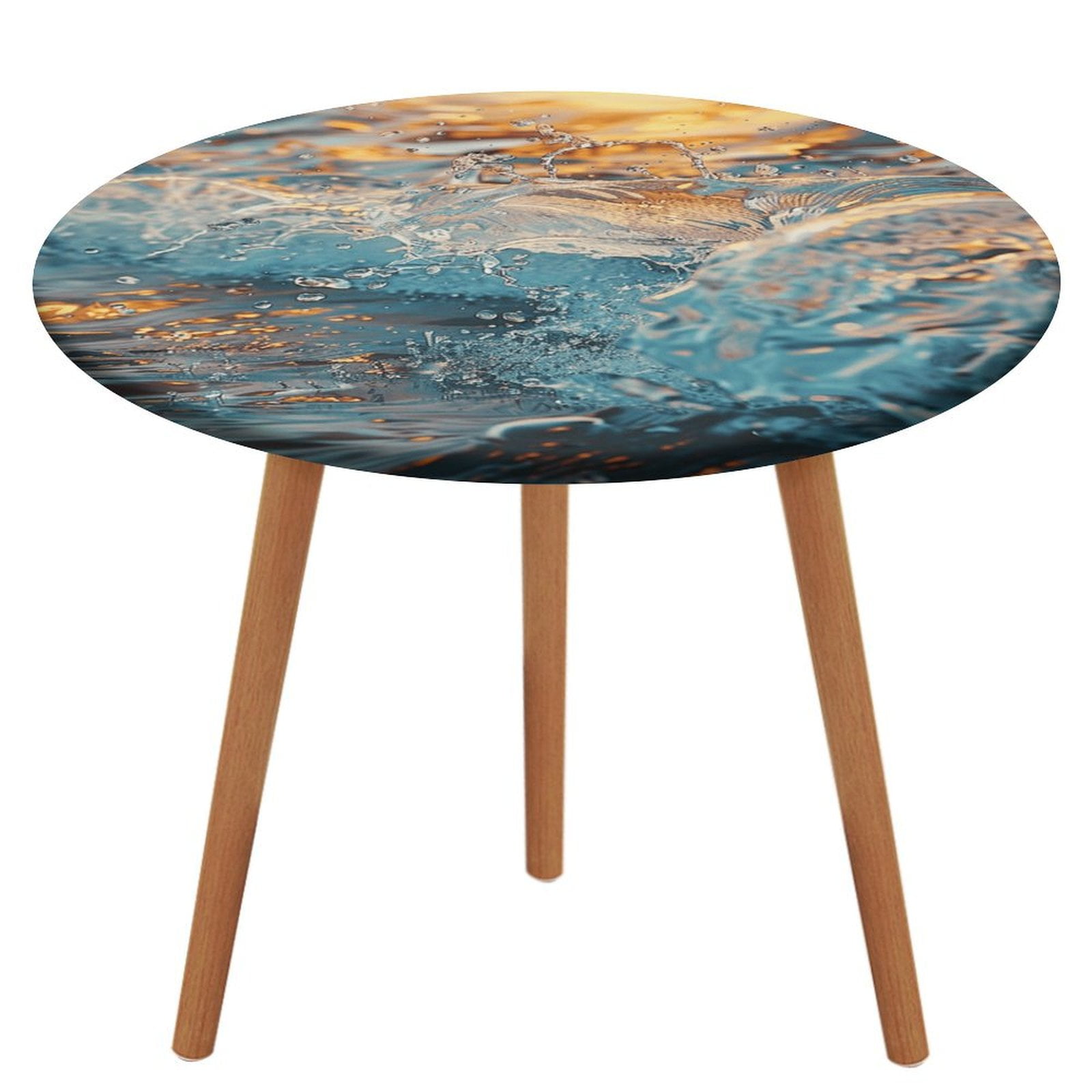 Water Splash Ripple Round Fitted Tablecloth with Elastic Edged ...