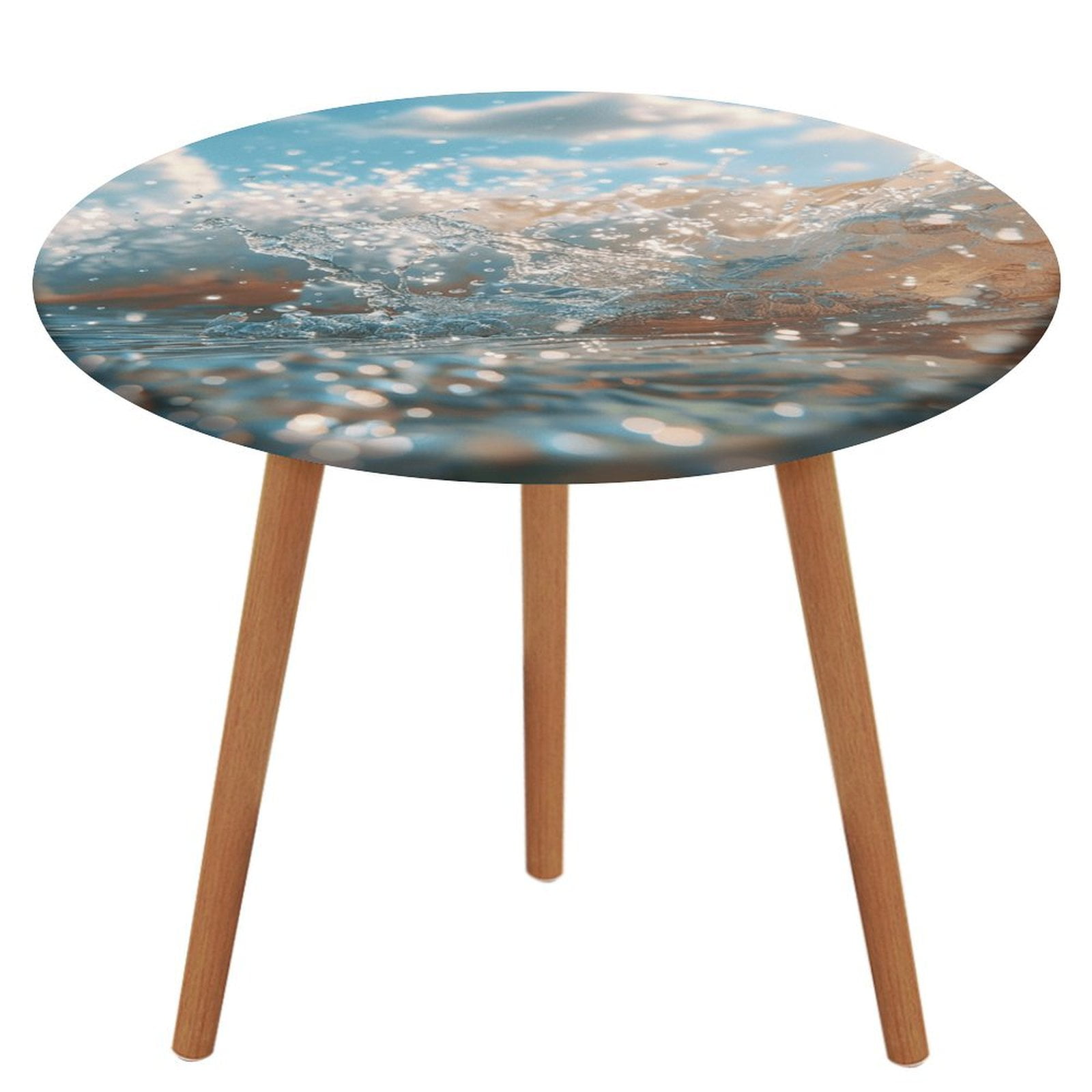 Water Splash Ripple Round Fitted Tablecloth with Elastic Edged ...