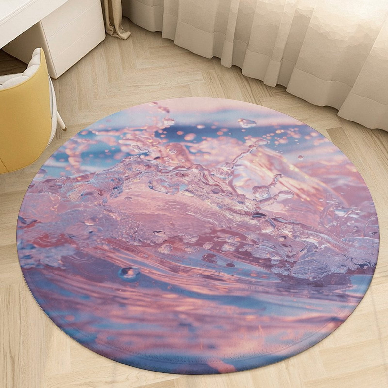 Water Splash Ripple Round Rugs -Washable Non-Slip Small Round Area Rug ...