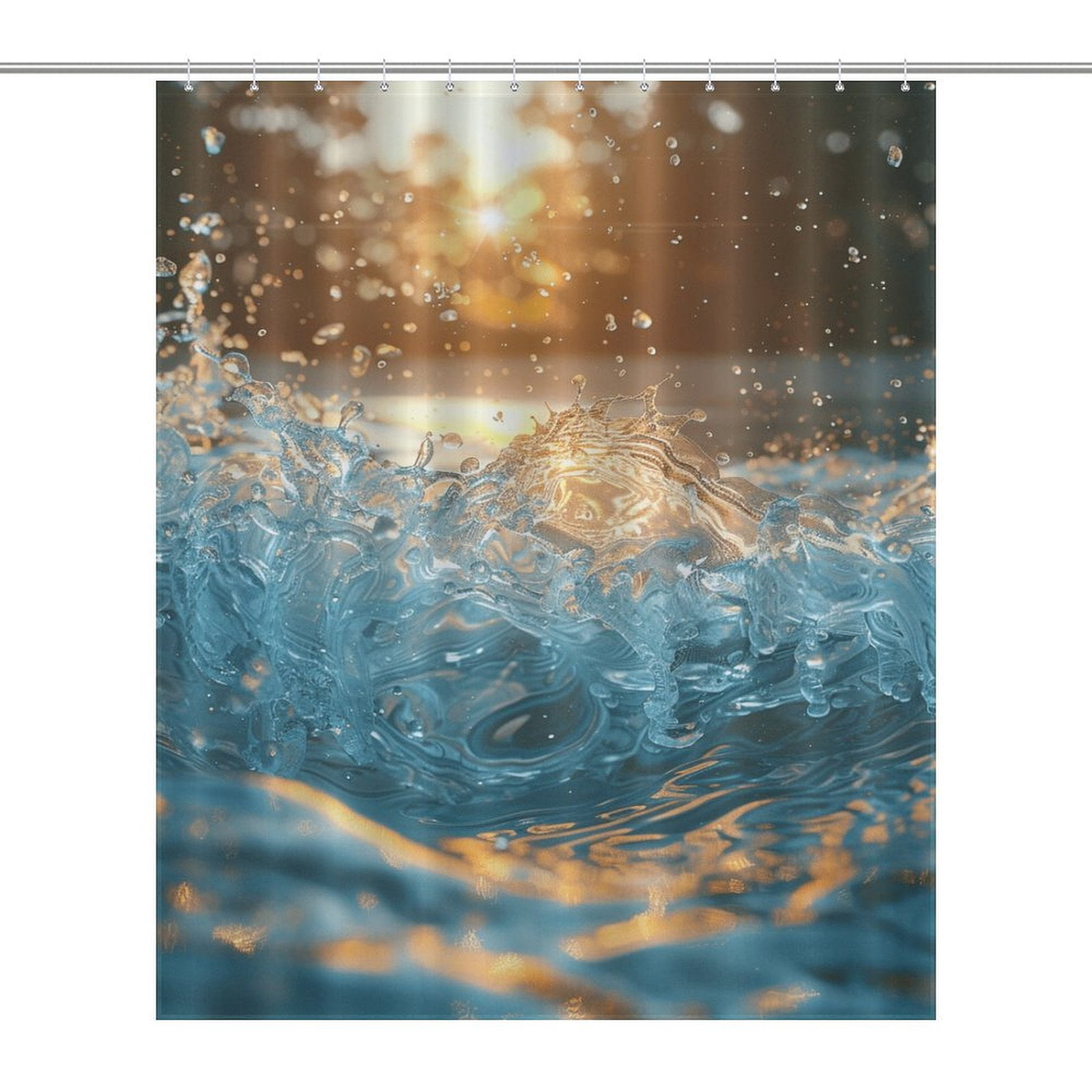 Water Splash Ripple Shower Curtain Fabric Bathroom Decor with Hooks ...