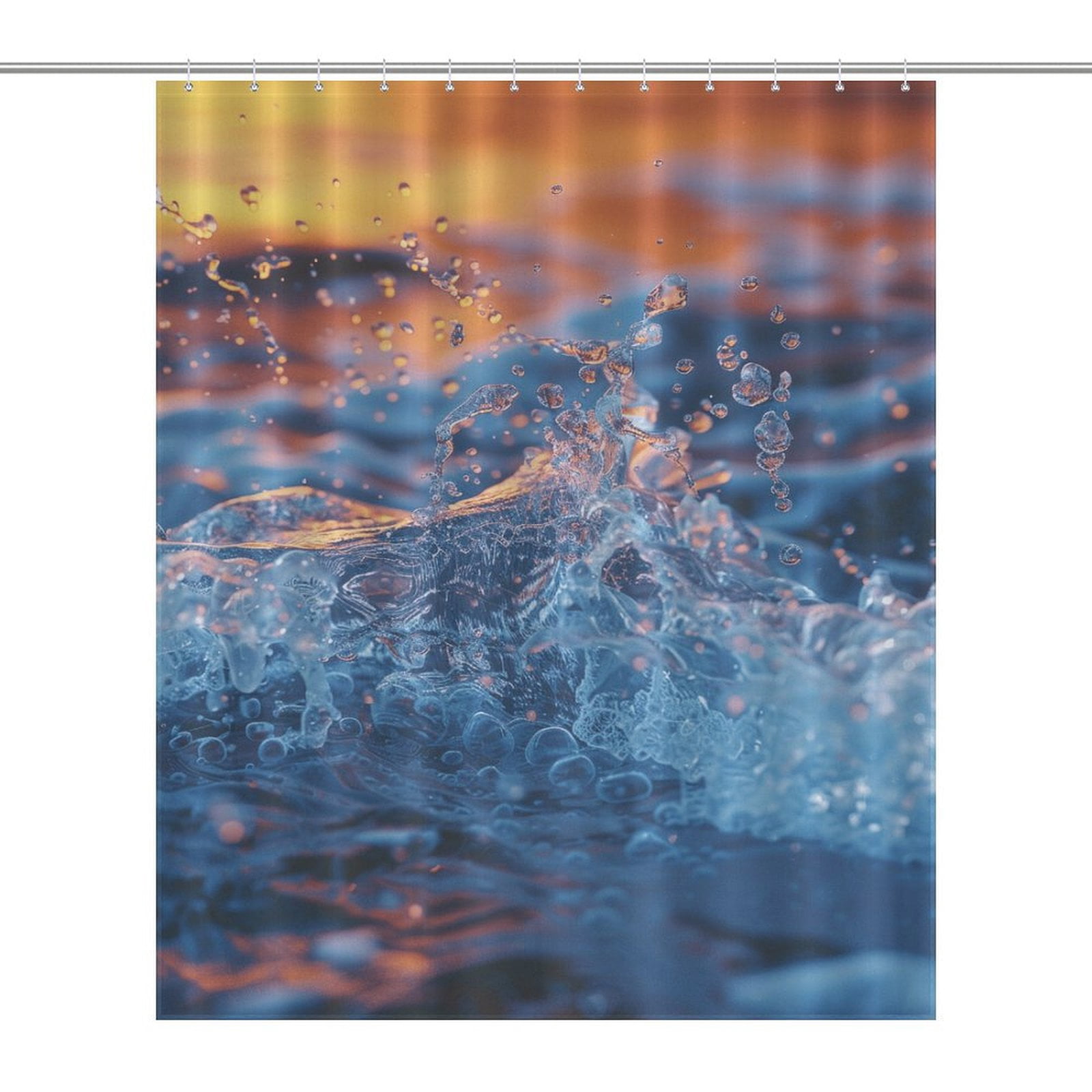 Water Splash Ripple Shower Curtain for Bathroom with 12Hooks, Polyester ...