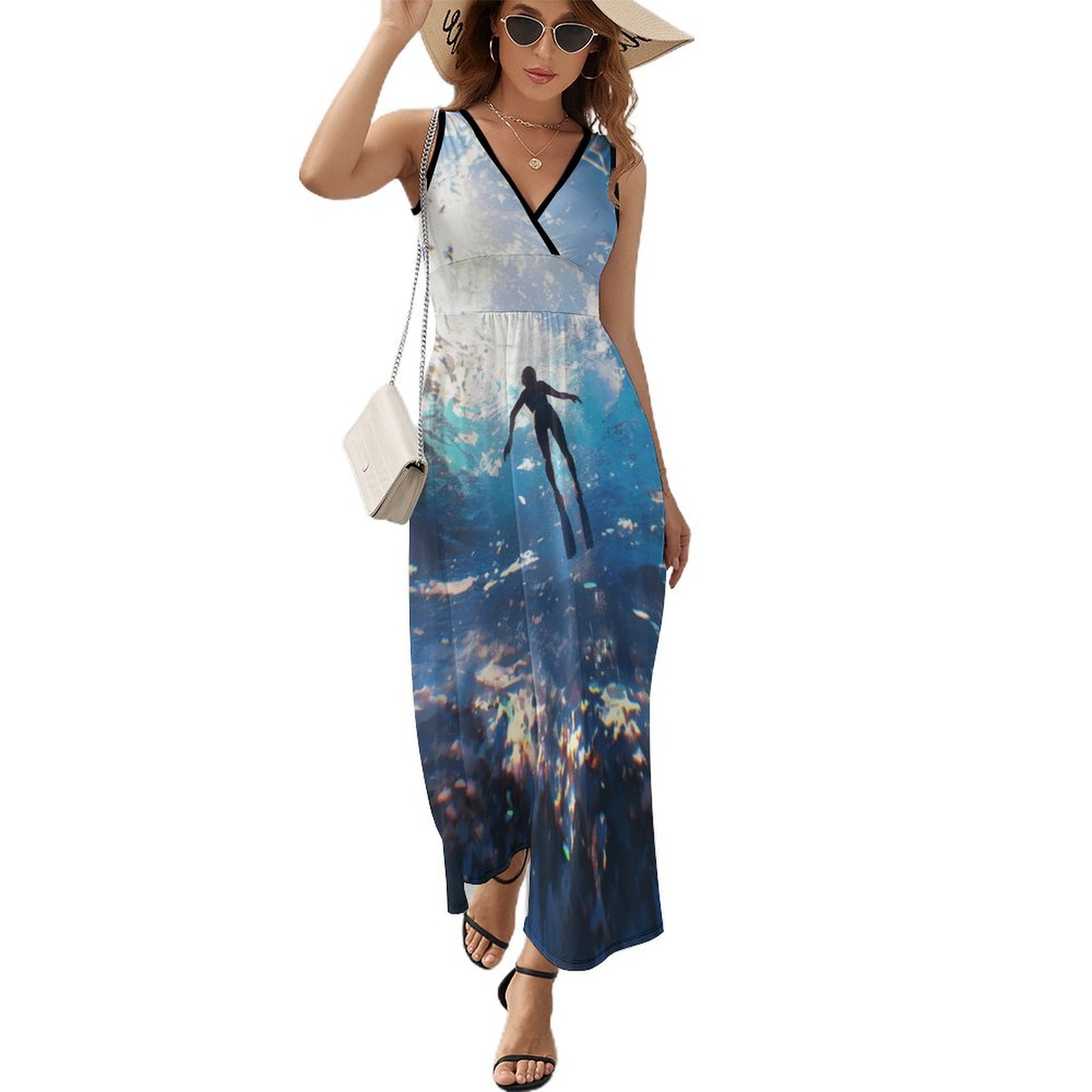 Water Splash Ripple Sleeveless Dress Female Clothing Dress Women Summer ...
