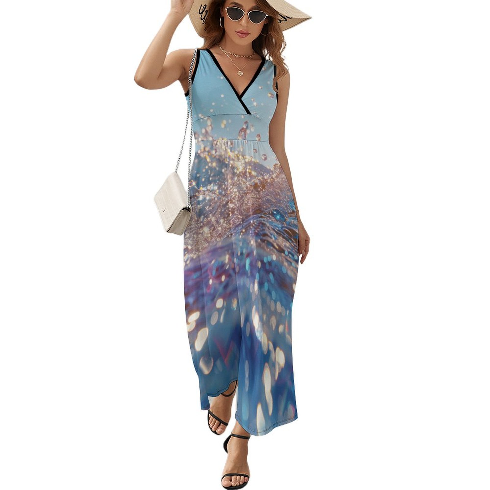 Water Splash Ripple Sleeveless Dress Female Clothing Dress Women Summer ...