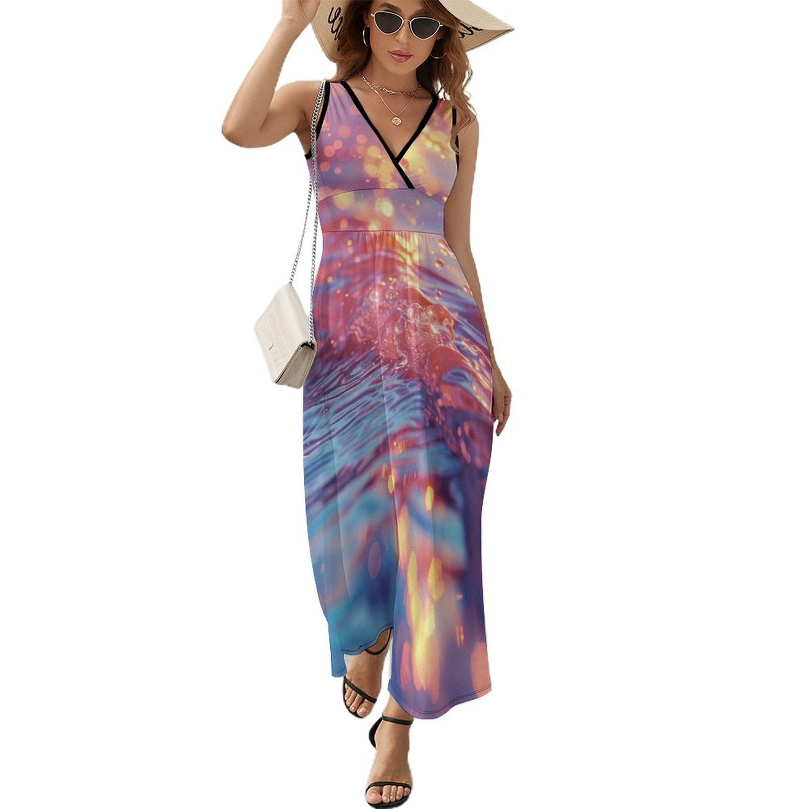 Water Splash Ripple Sleeveless Dress Woman Fashion Long Dresses Women's ...