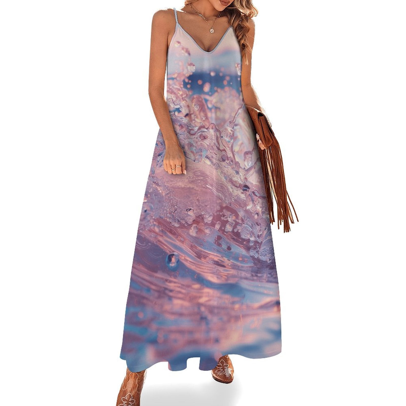 Water Splash Ripple Sleeveless Dress Women's Luxury Party Dress ...