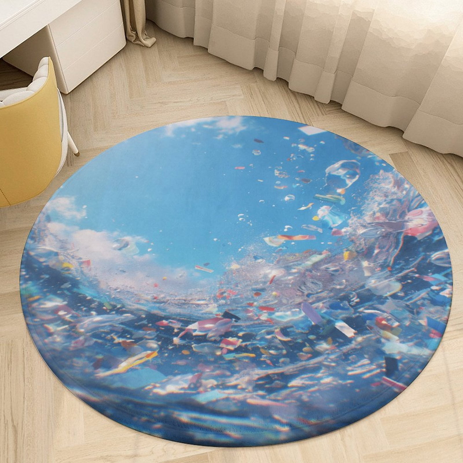 Water Splash Ripple Washable Round Rug -Circle Area Rugs for Bedroom ...