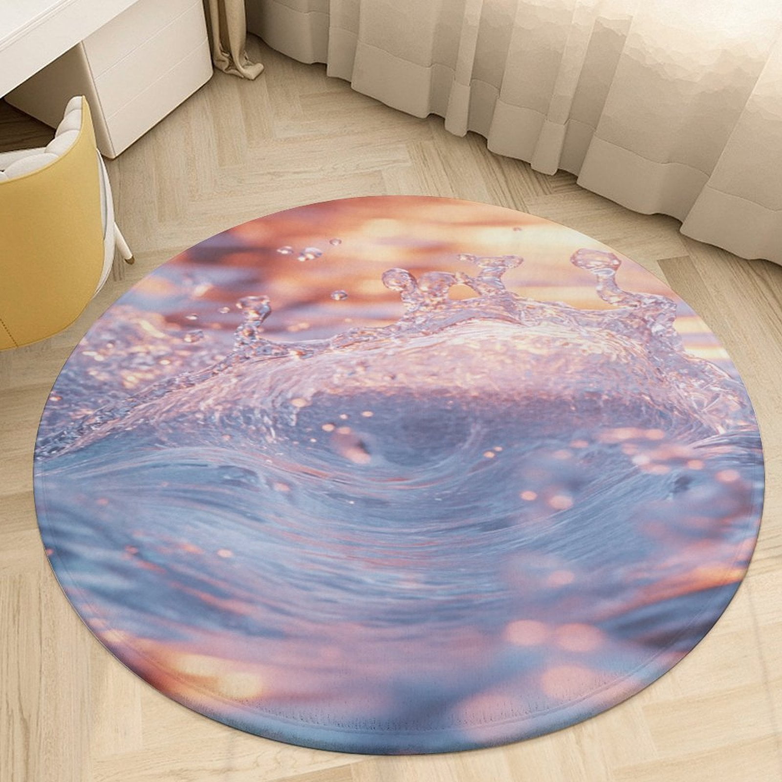 Water Splash Ripple Washable Round Rug -Circle Area Rugs for Bedroom ...