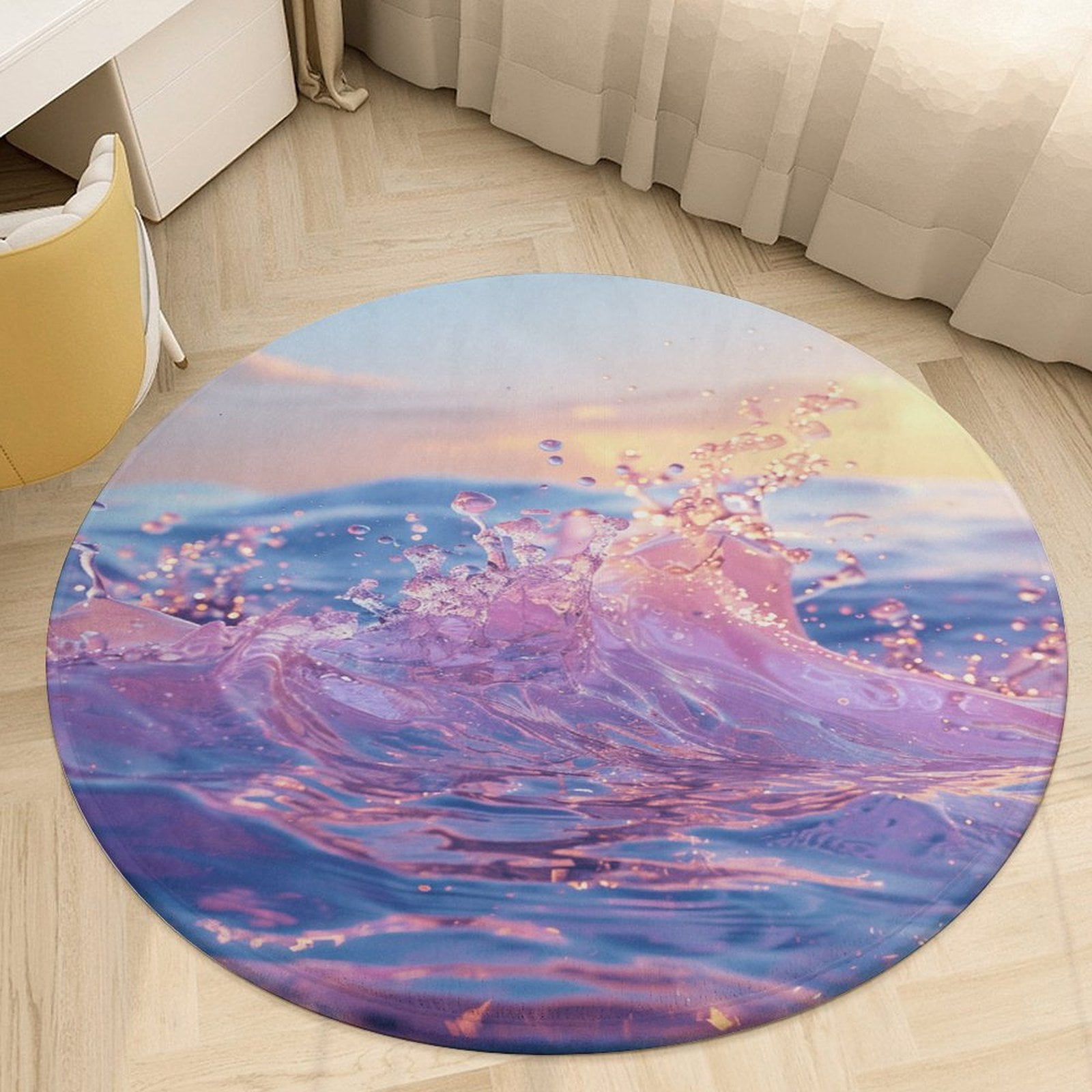 Water Splash Ripple Washable Round Rug -Circle Area Rugs for Nursery ...
