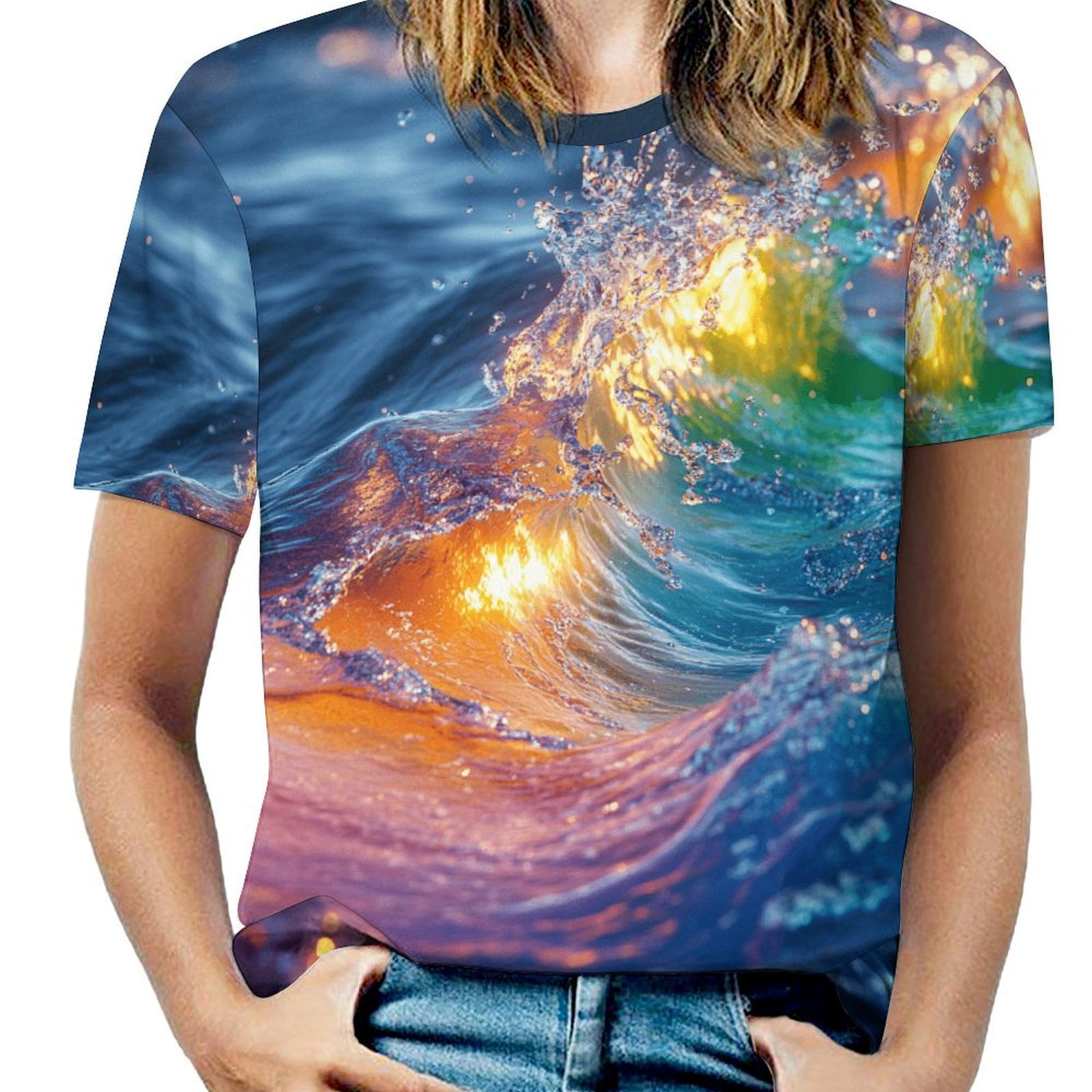 Water Splash Ripple Womens Tops Women's Fashion Casual Short Sleeve ...