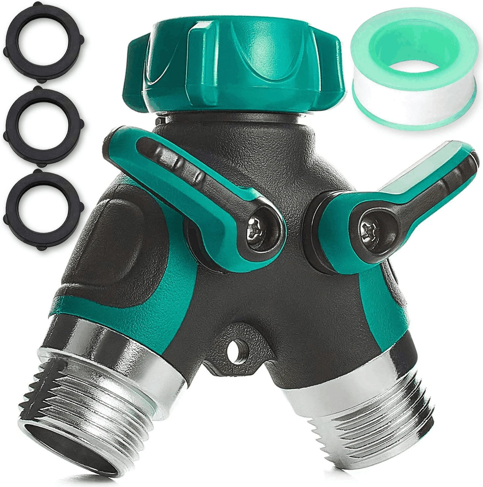 Water Splitter 2 Way Garden Y Hose Connector Metal Body Water Faucet ...