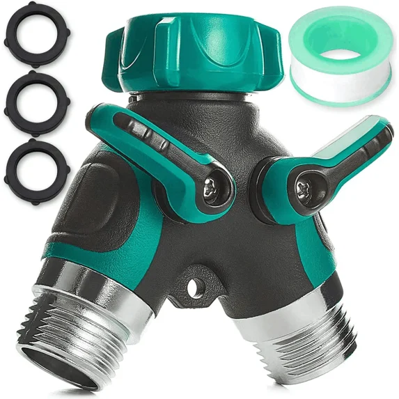 Water Splitter 2 Way Garden Y Hose Connector Metal Body Water Faucet ...