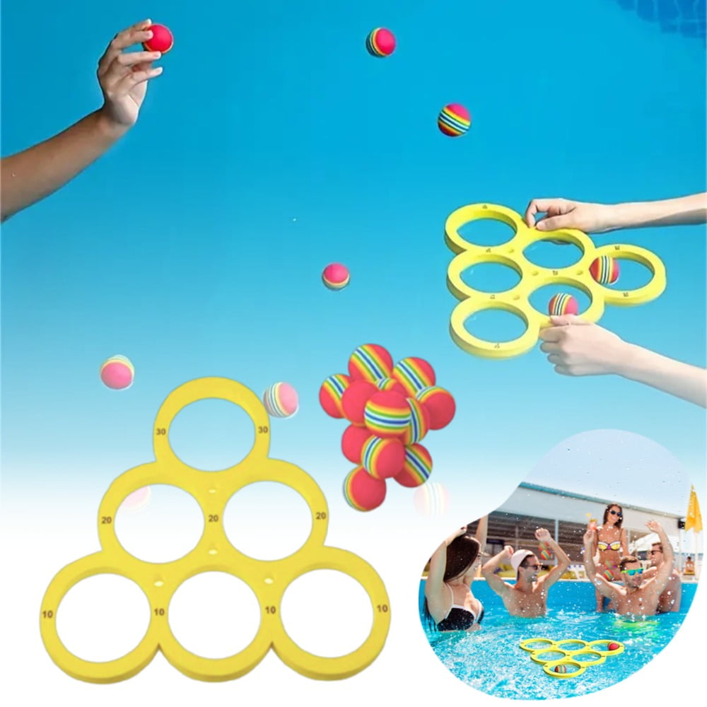 Water Sports Pool Toss Game Yellow Floats Combo - 12 Foam Rainbow EVA ...