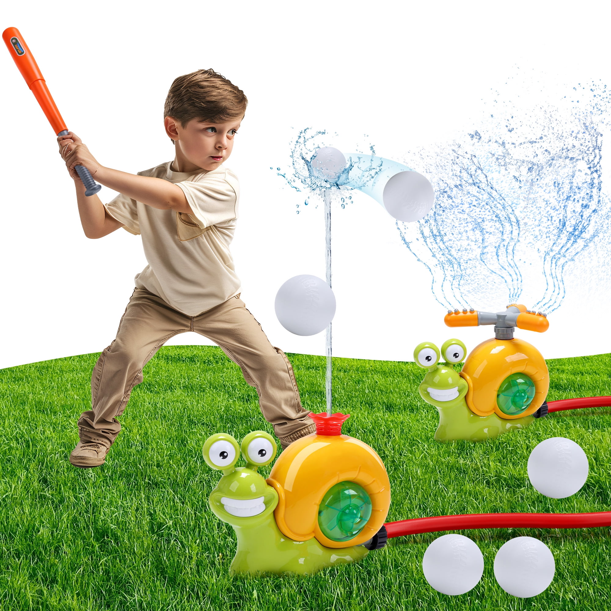 Water Sprinkler Baseball Toy for Kids Outdoor Play, 2 in 1 Snail Summer ...