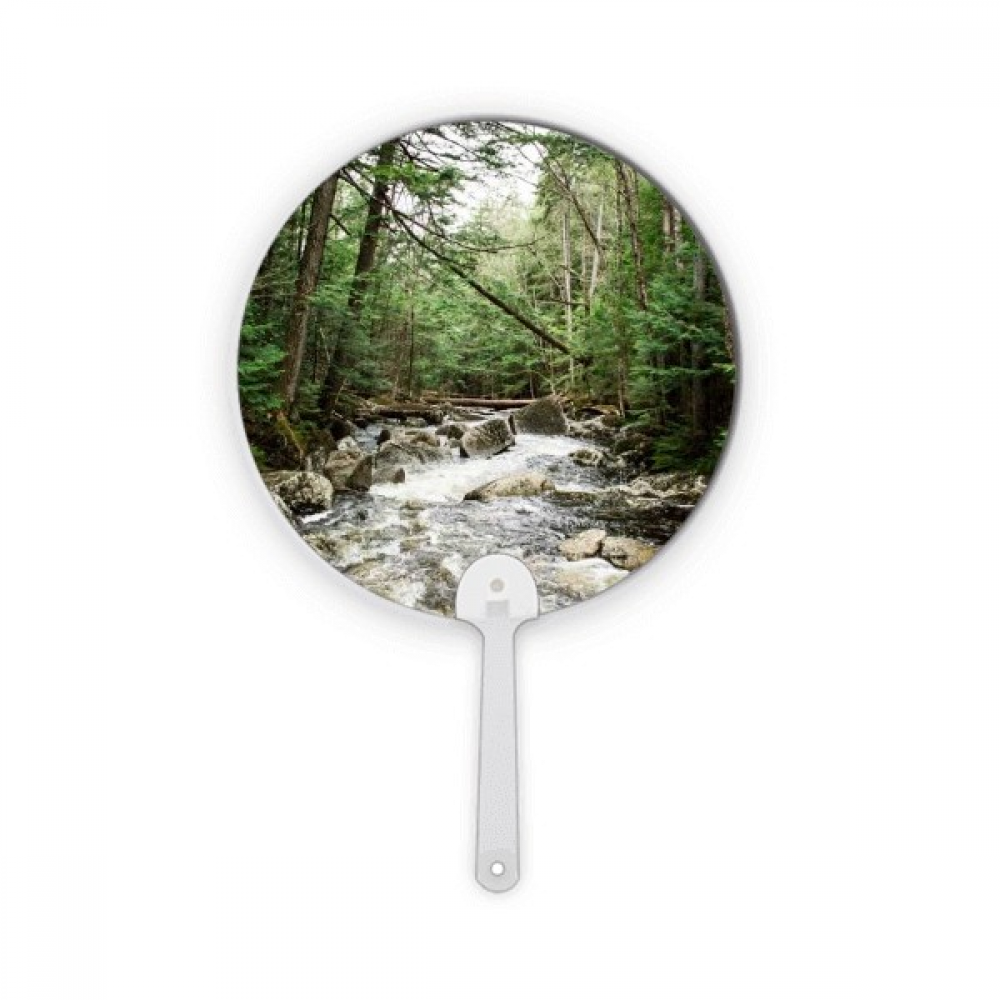 Water Stream Science Nature Scenery Plastic Round Handheld Fan ...