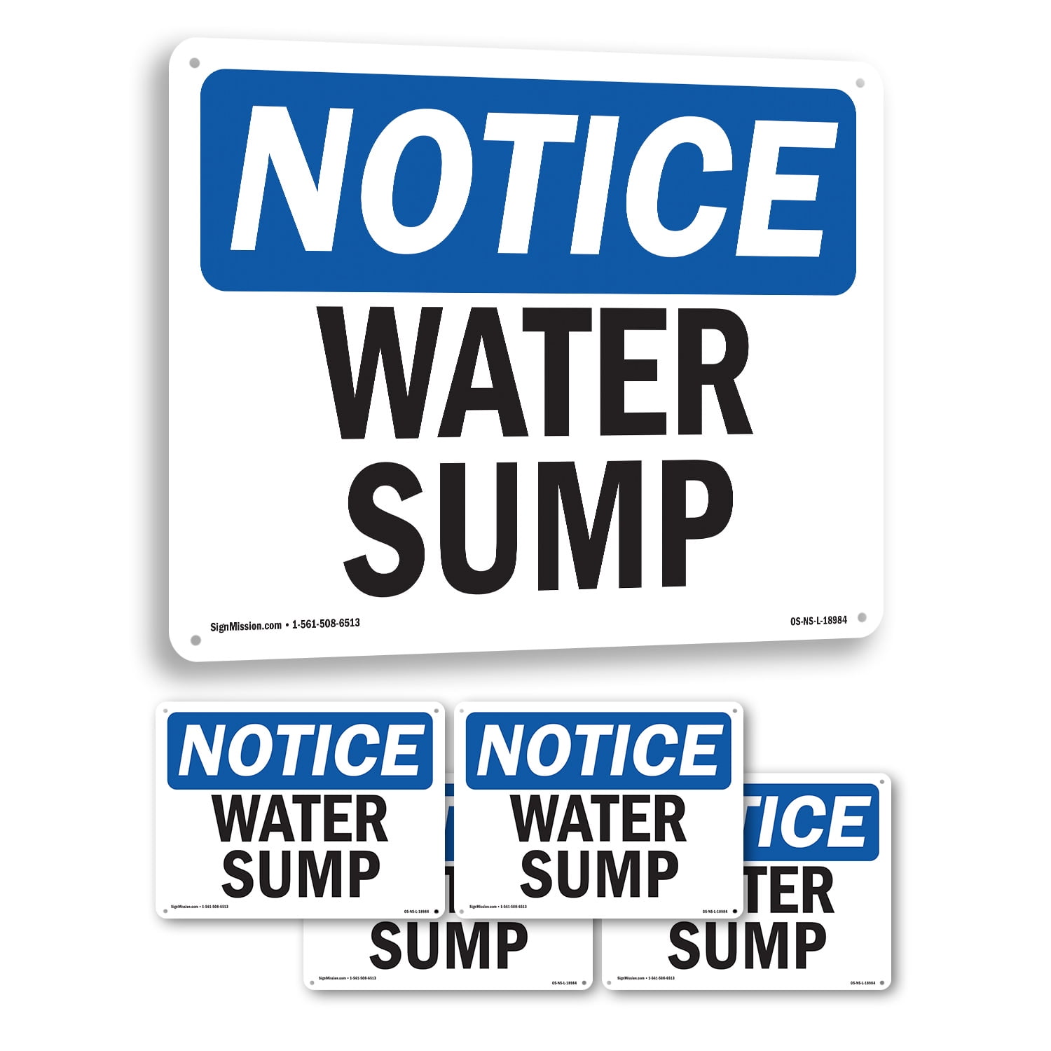 Water Sump OSHA Notice Rigid Plastic Sign 18 Inch x 12 Inch - 5 Pack ...